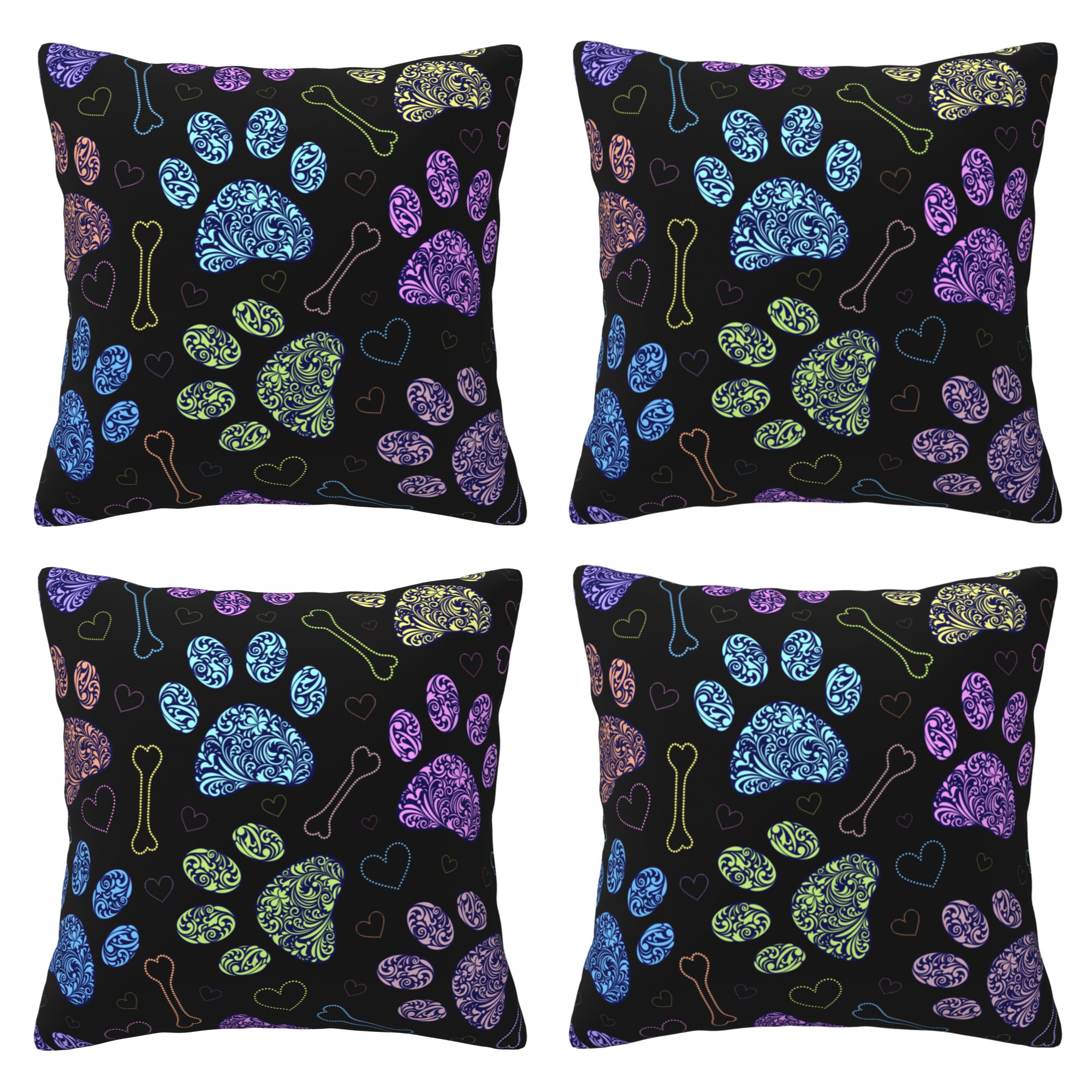 Home Throw Pillow Covers Two Sides Printed Dog Paw Decor Sofa Living ...