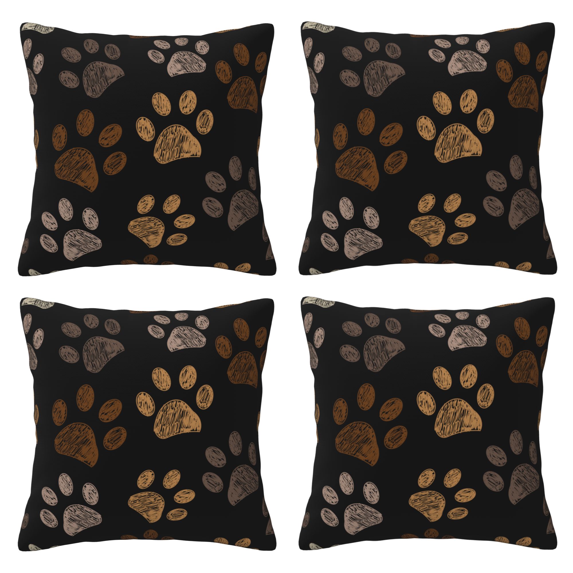 Home Throw Pillow Covers Two Sides Printed Dog Paw Decor Sofa Living Room Bed Couch Car Set of 4 ...