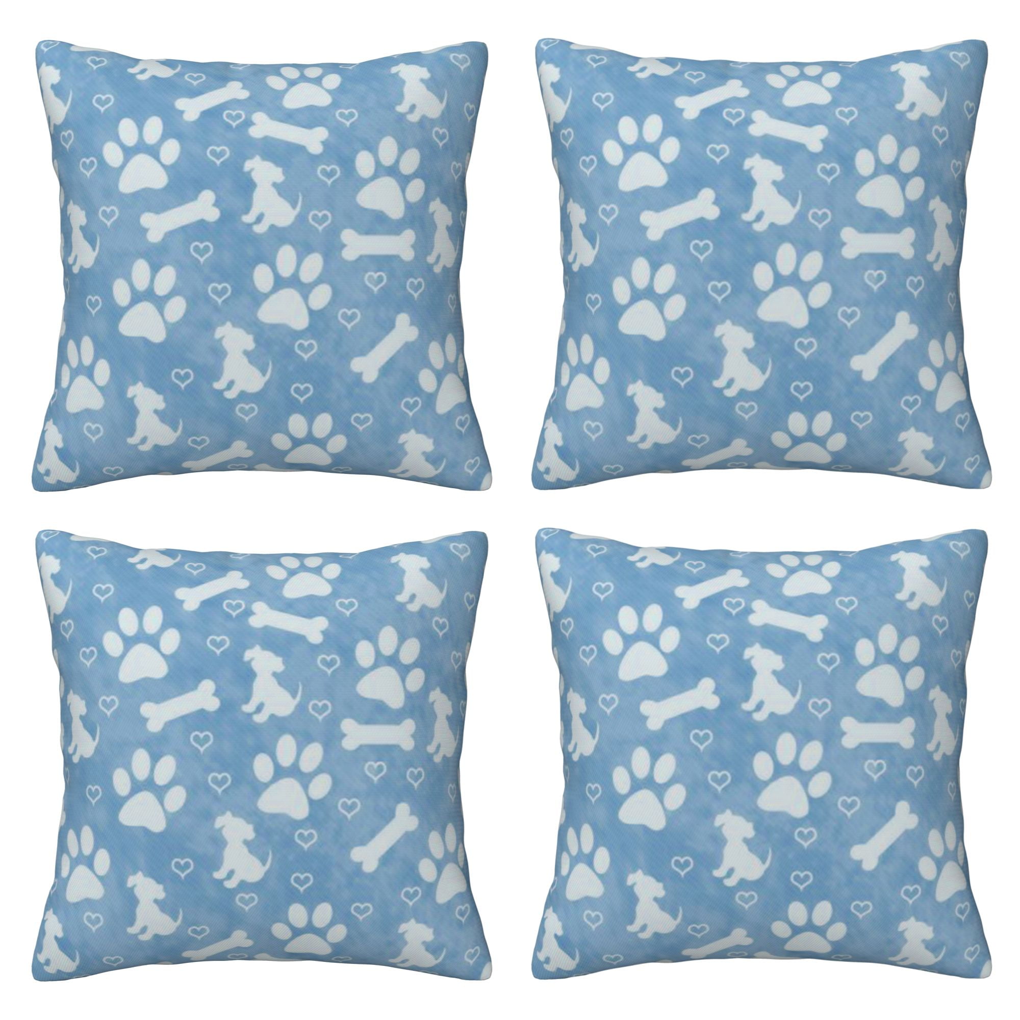 Home Throw Pillow Covers Two Sides Printed Dog Paw Print Puppy Bone ...