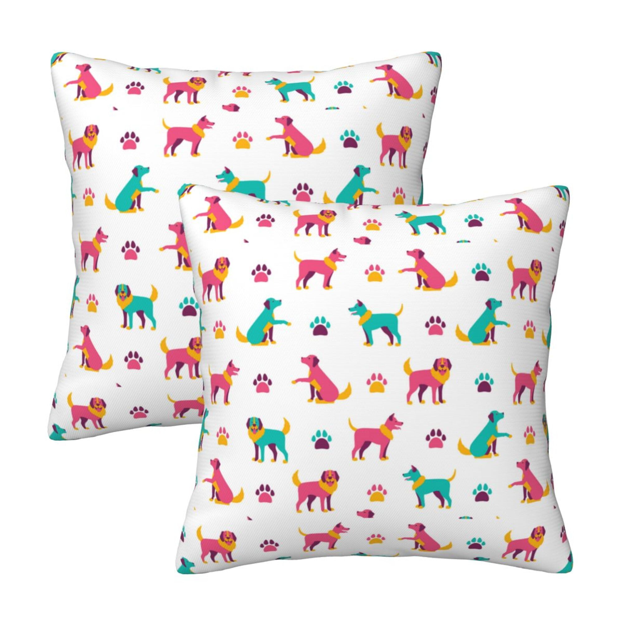 Home Throw Pillow Covers Two Sides Printed Dogs and Paws Decor Sofa ...