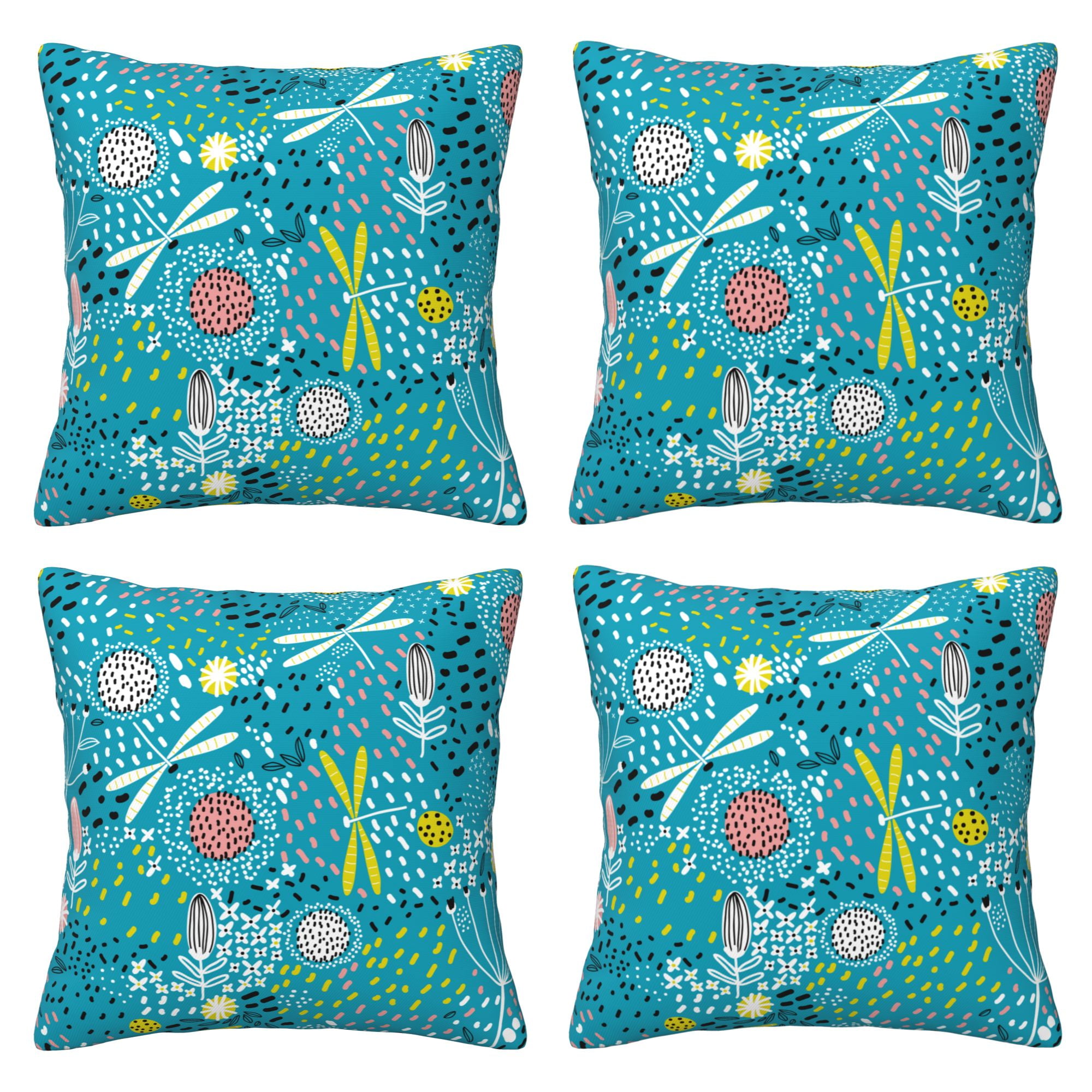 LFL Merchandise Decorative Dragonfly Flower Pattern Pillow Covers ...