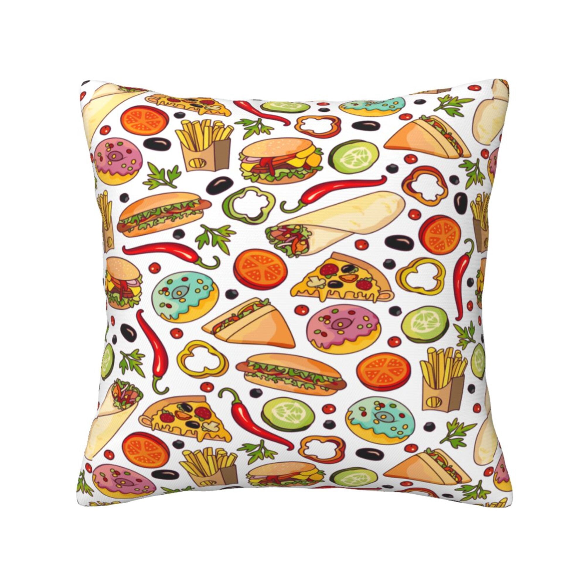 Home Throw Pillow Covers Two Sides Printed Fast Food Decor Sofa Living ...