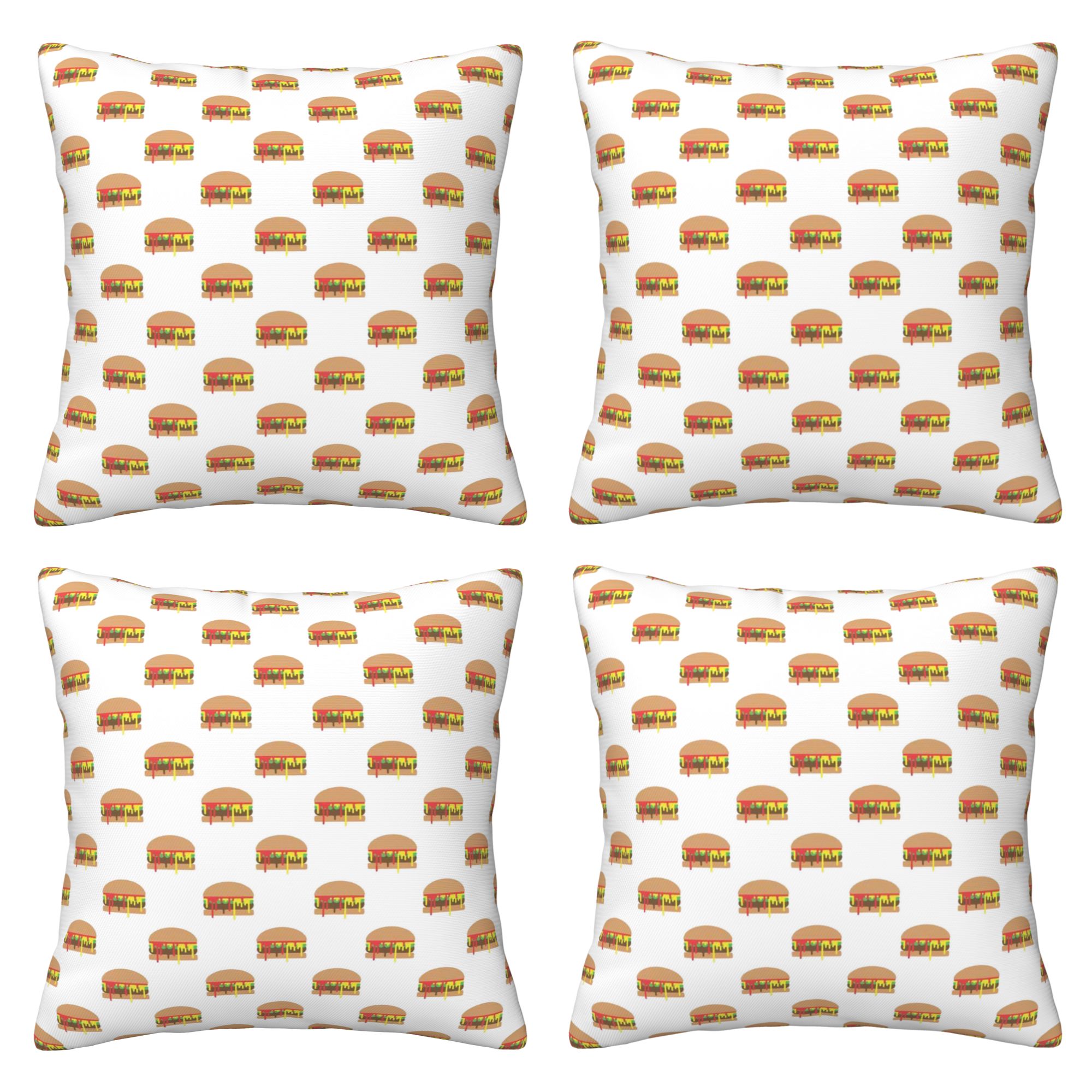 Home Throw Pillow Covers Two Sides Printed Fast Food Hamburger Elements ...