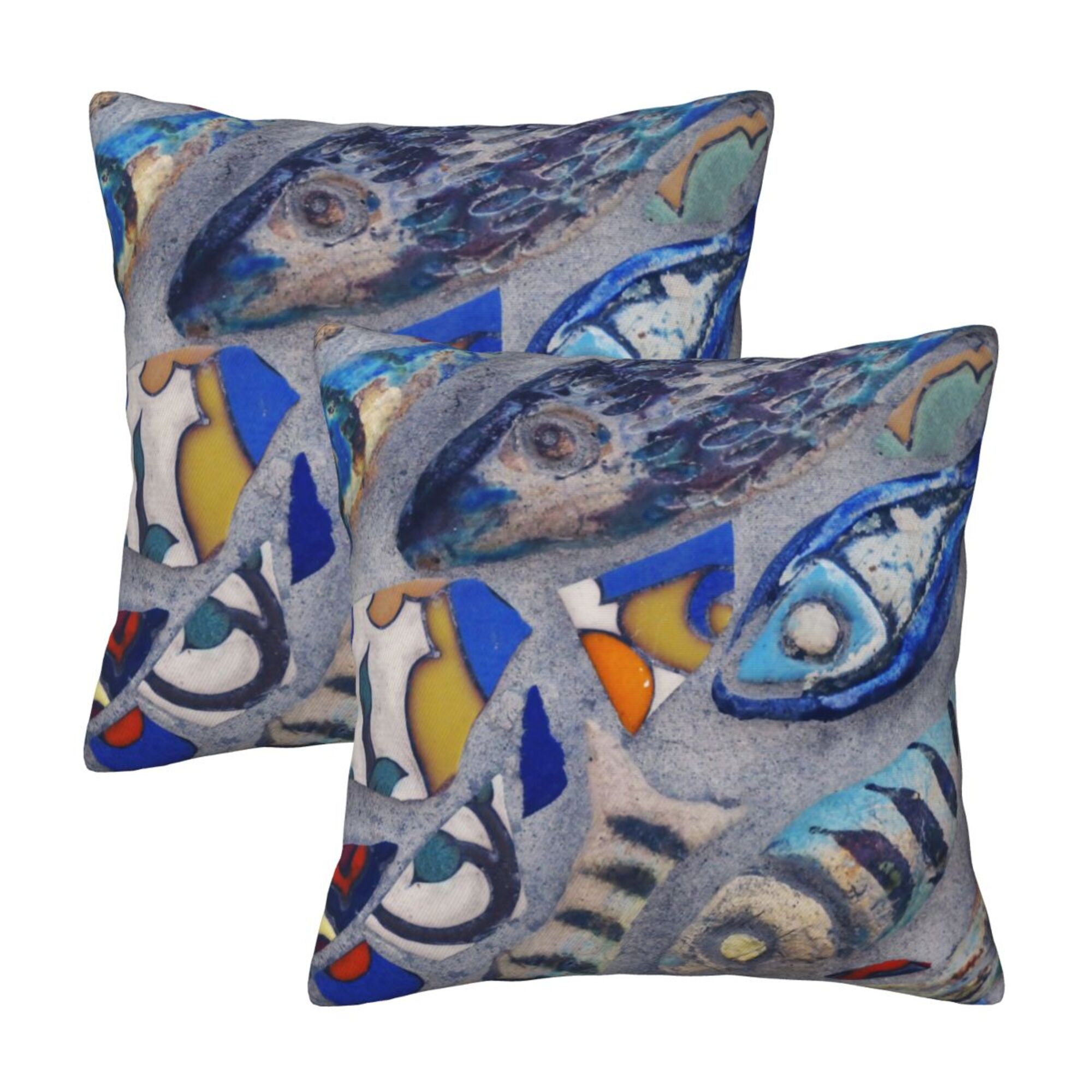 Home Throw Pillow Covers Two Sides Printed Fish art Decor Sofa Living ...