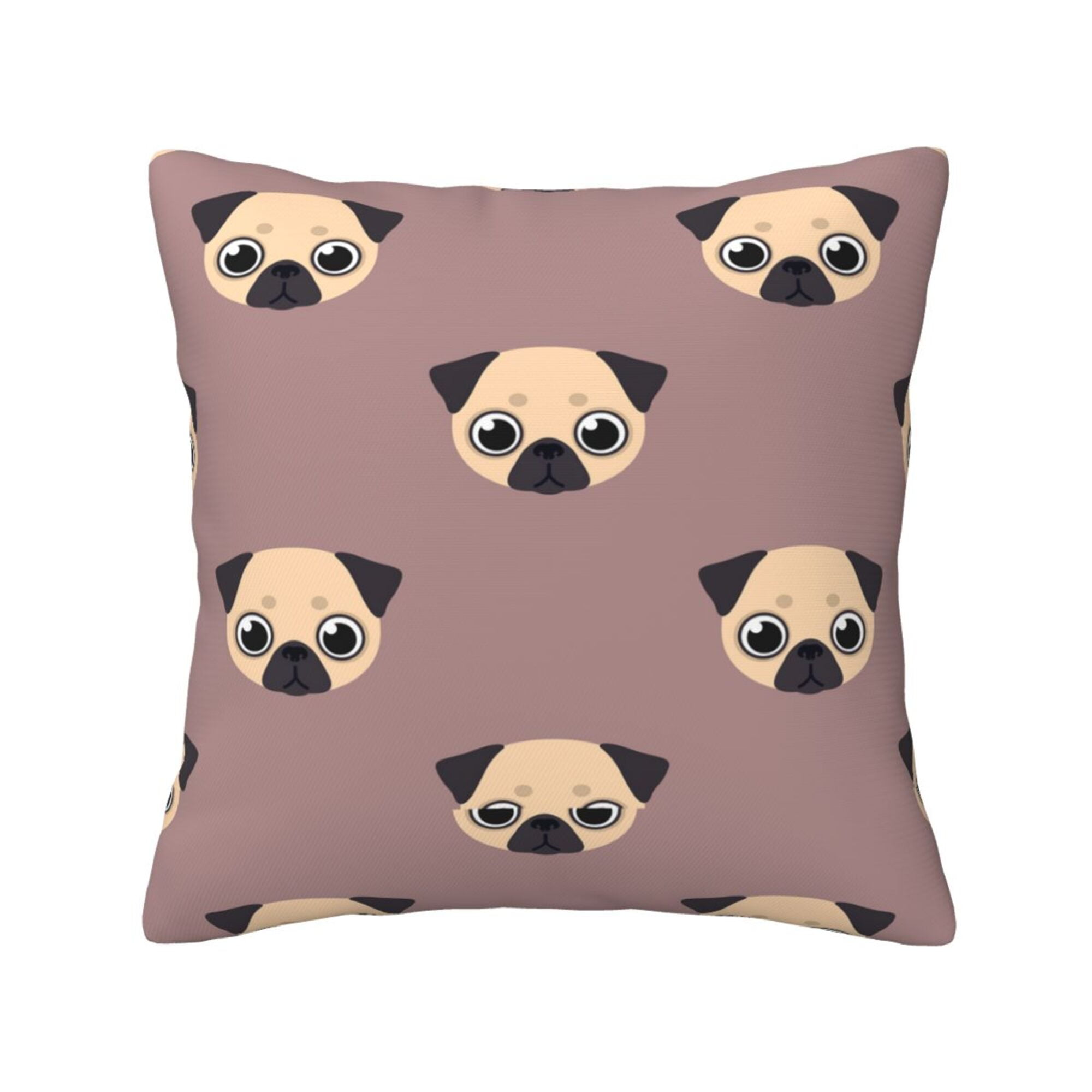 Home Throw Pillow Covers Two Sides Printed Flat Pug Pattern Style Cute ...