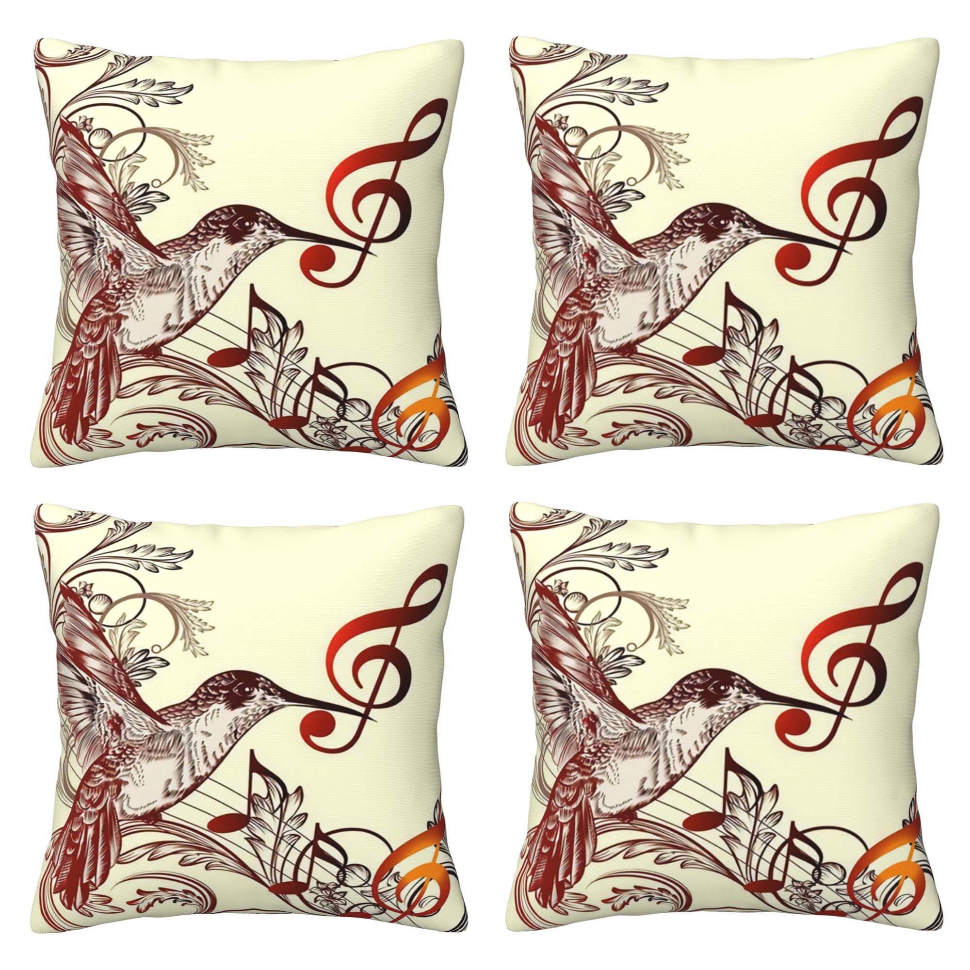 Home Throw Pillow Covers Two Sides Printed Flying Bird And Music Notes ...