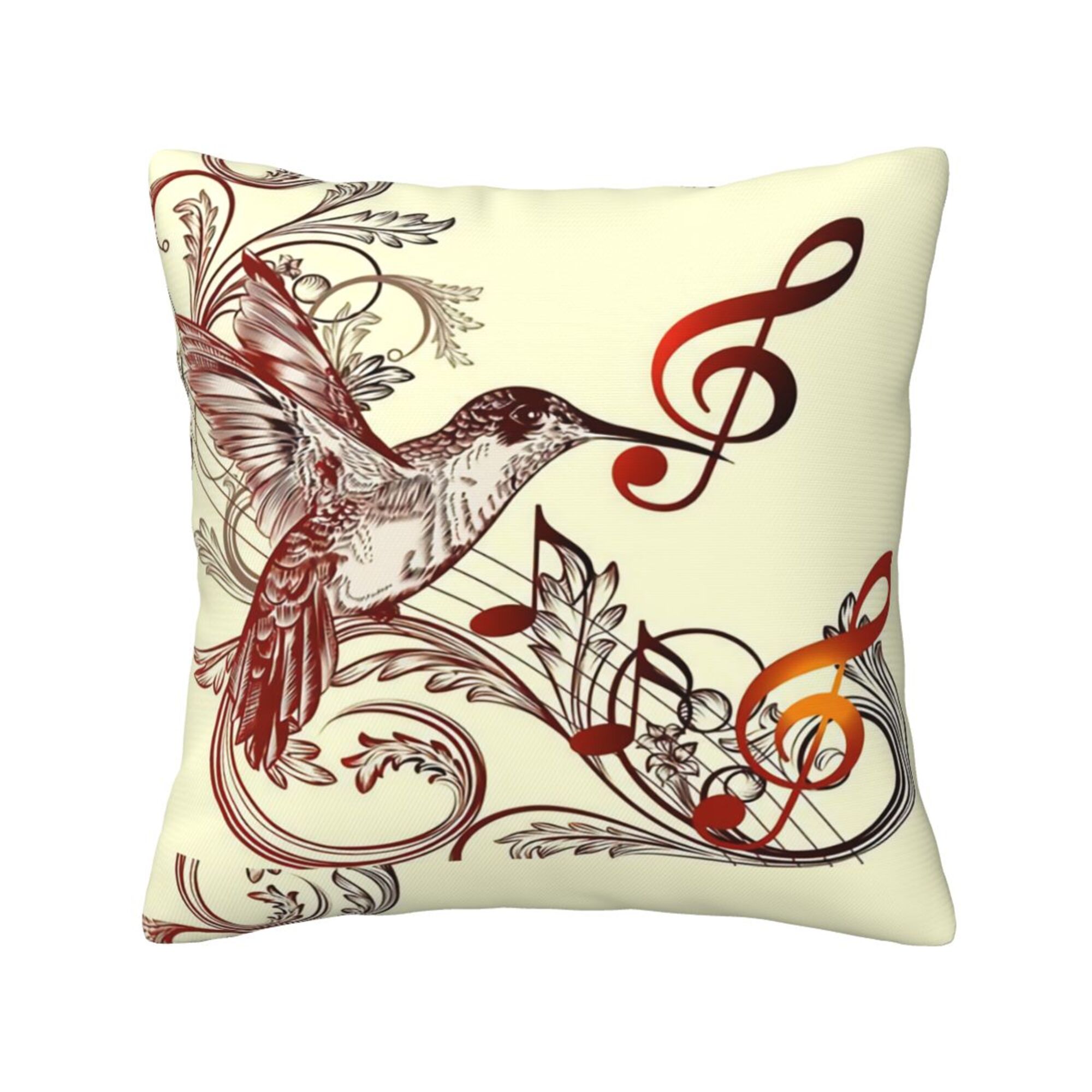 Home Throw Pillow Covers Two Sides Printed Flying Bird And Music Notes ...