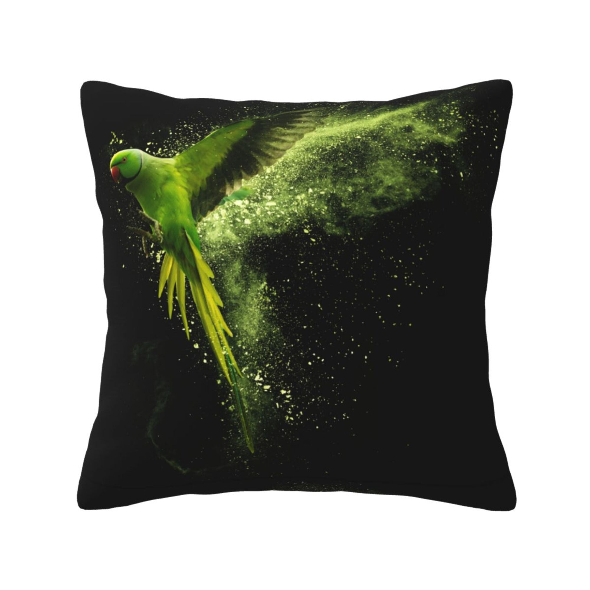 Home Throw Pillow Covers Two Sides Printed Flying Green Parrot Decor ...
