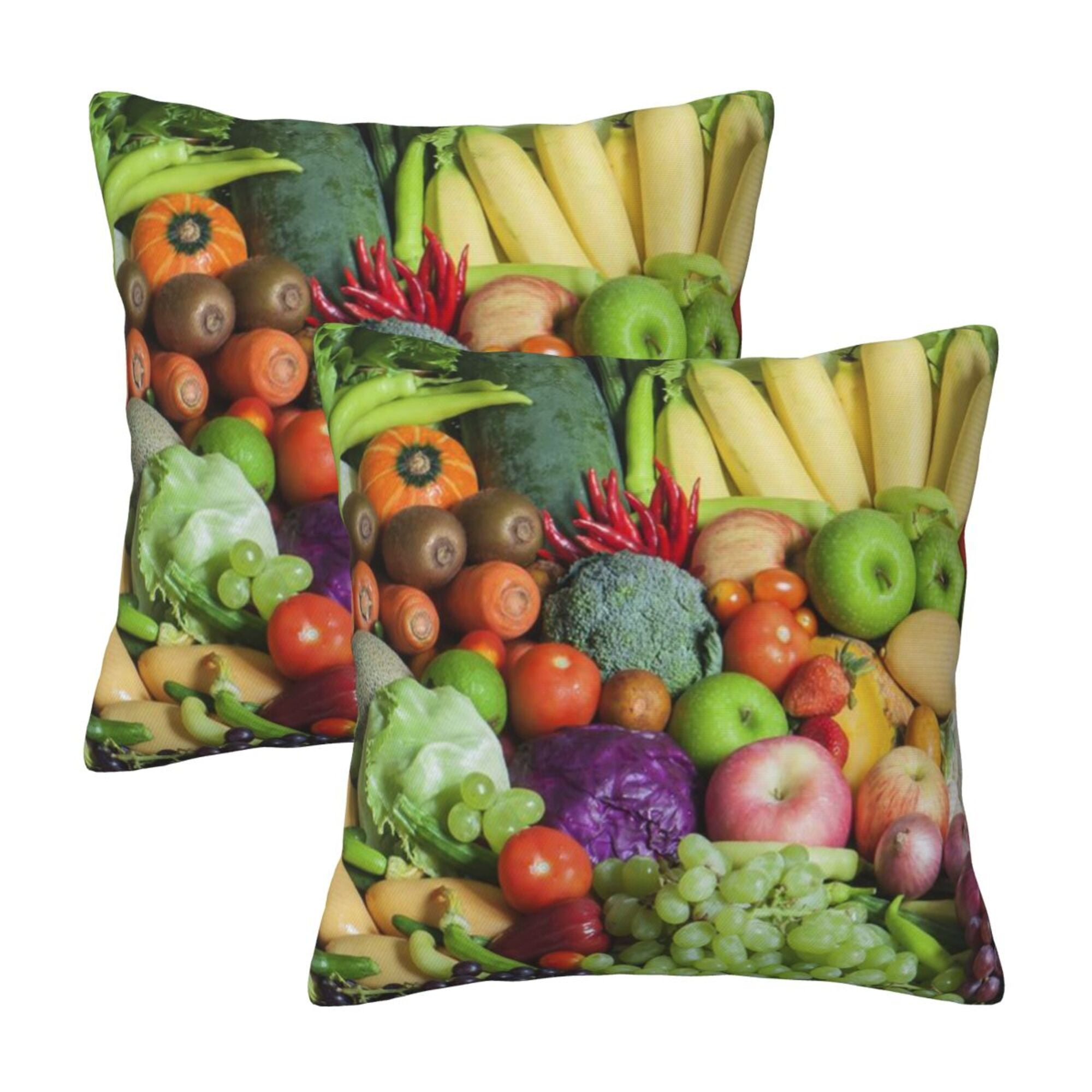 Home Throw Pillow Covers Two Sides Printed Fruits And Vegetables Decor ...