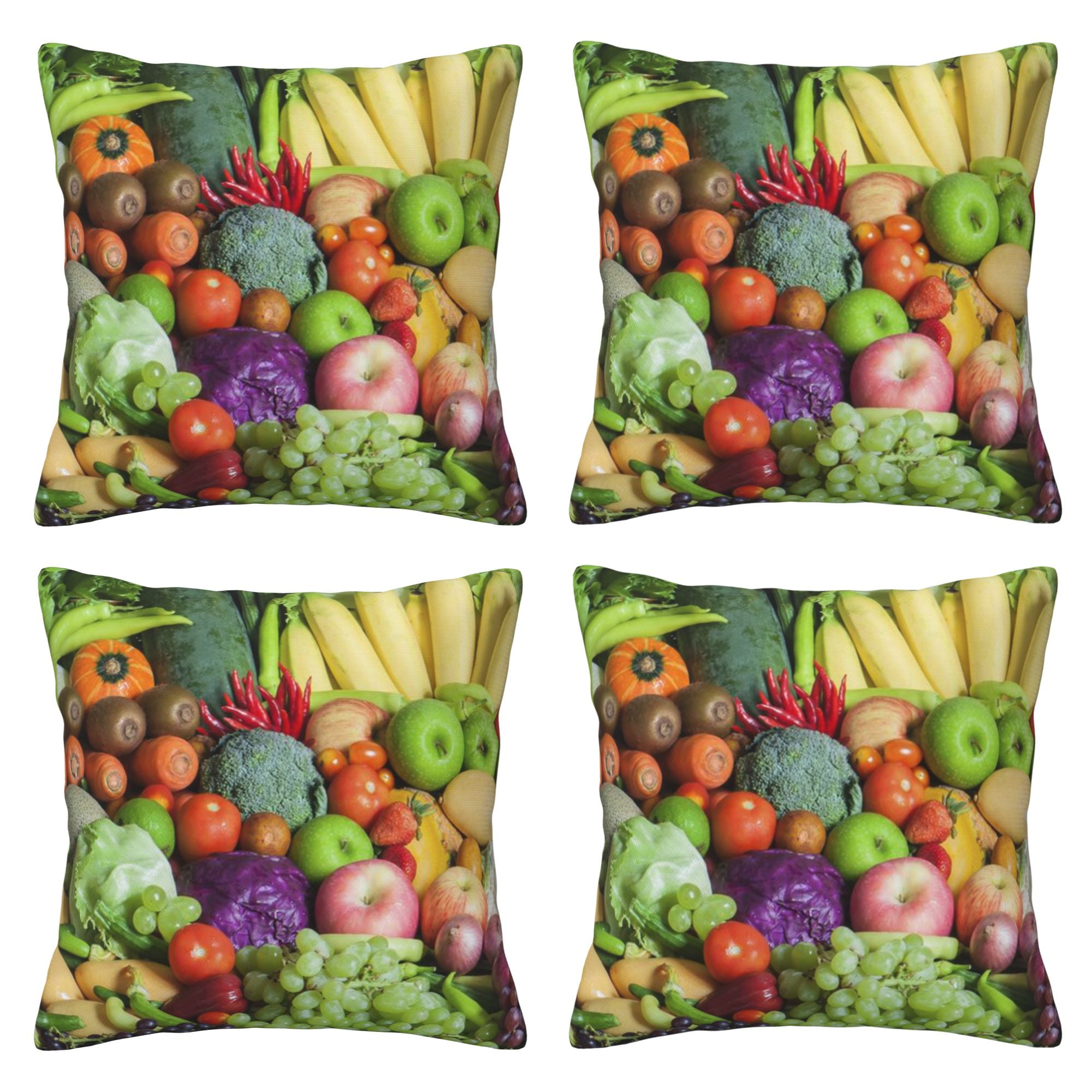 Home Throw Pillow Covers Two Sides Printed Fruits And Vegetables Decor ...