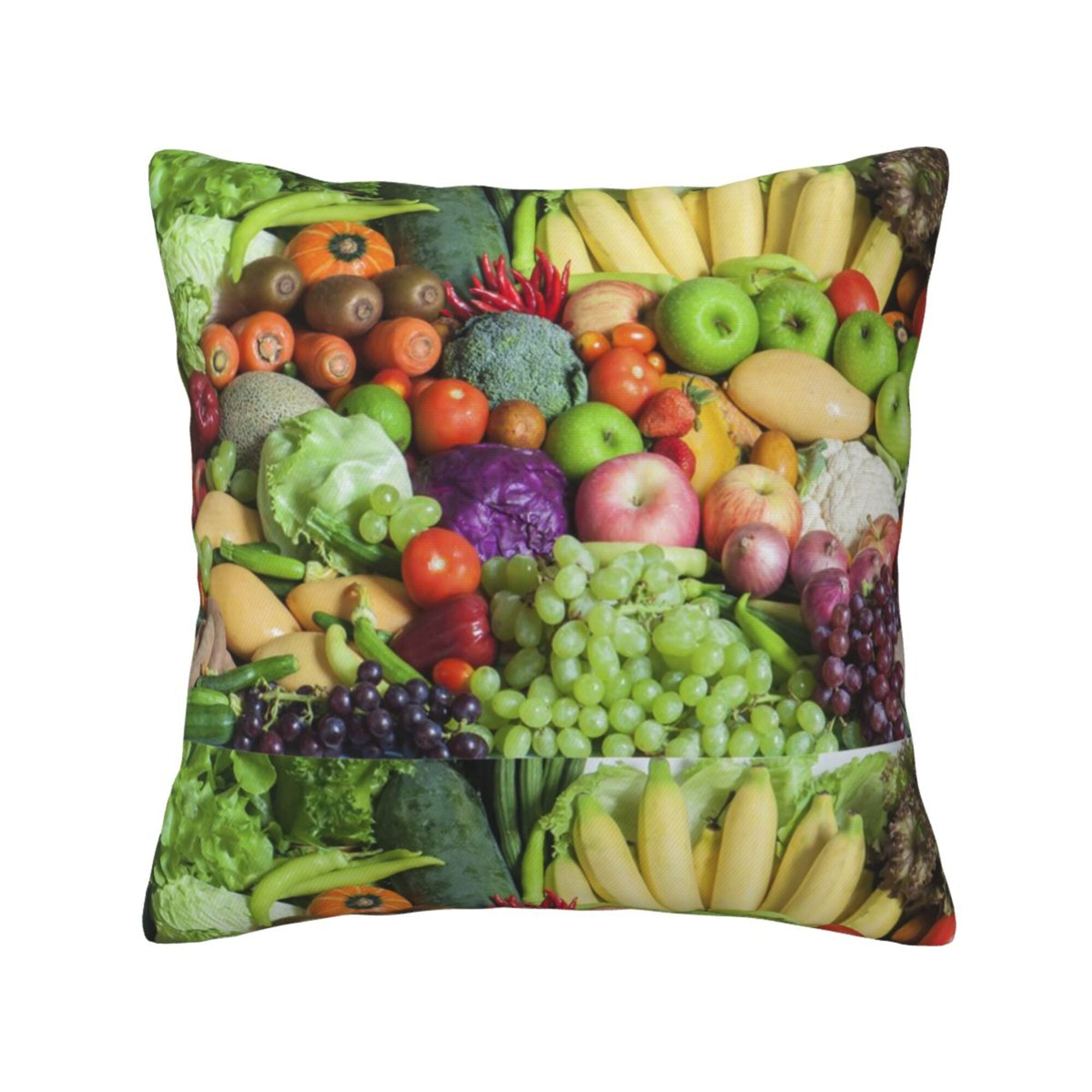 Home Throw Pillow Covers Two Sides Printed Fruits And Vegetables Decor ...
