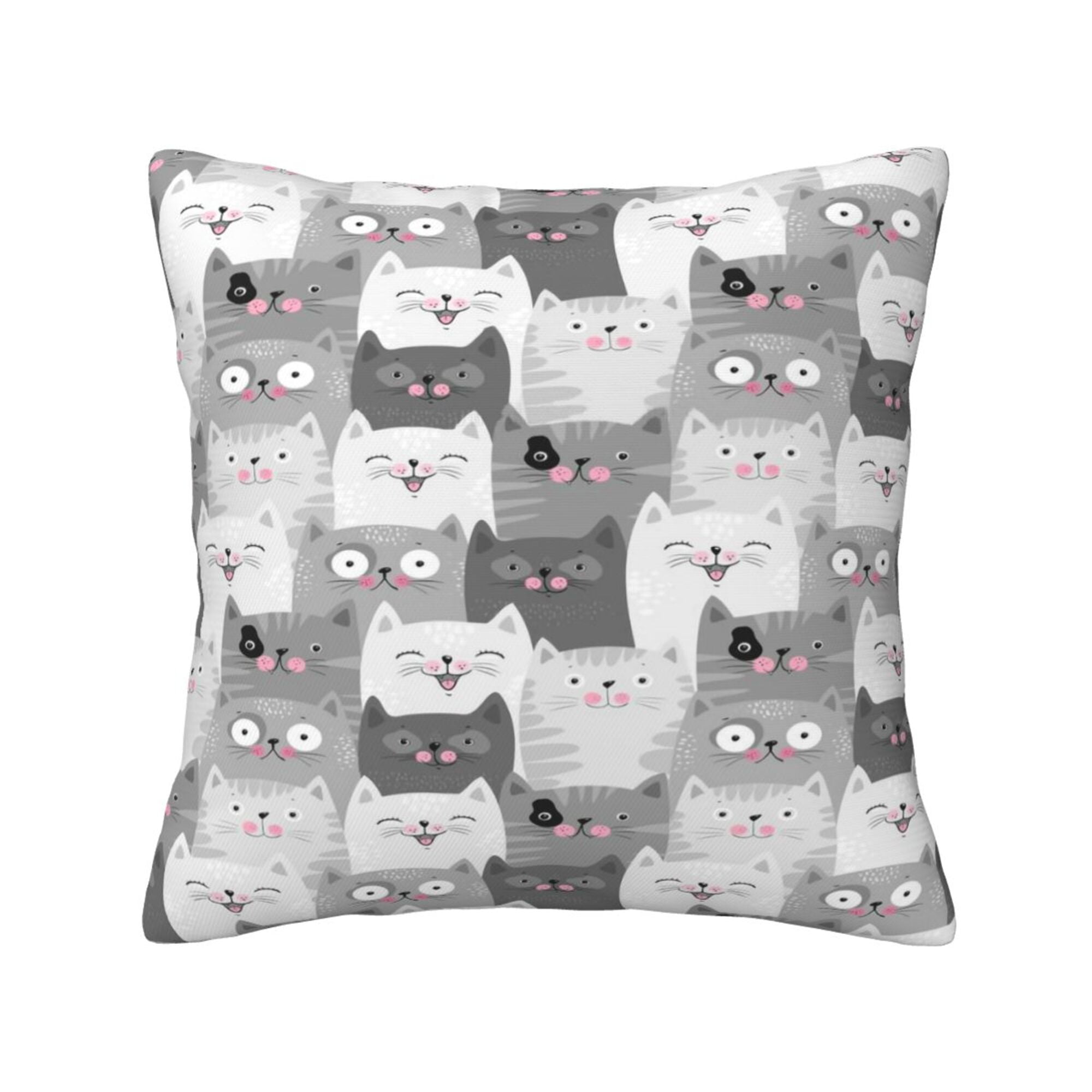 Home Throw Pillow Covers Two Sides Printed Funny Grey Cats Animal ...