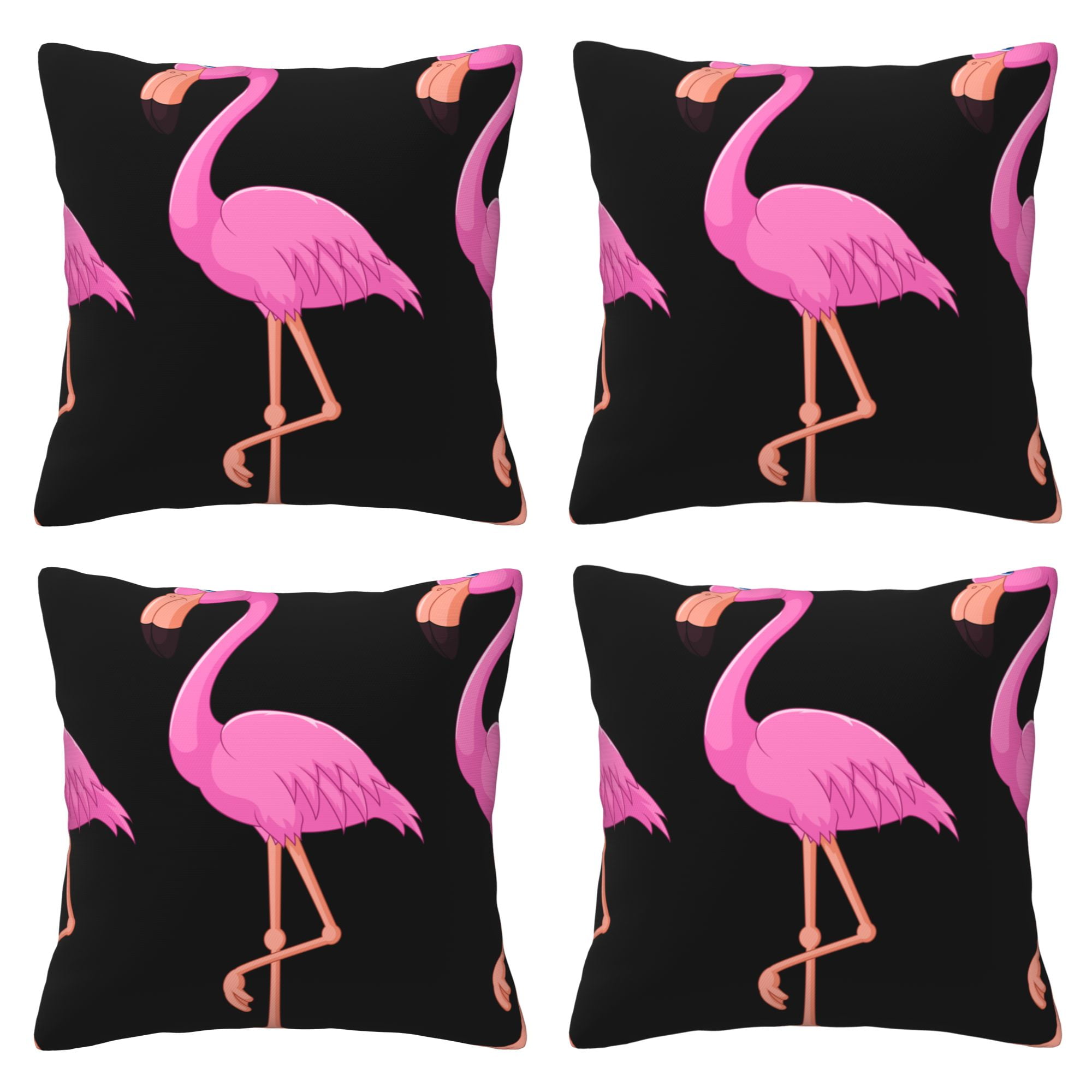 Home Throw Pillow Covers Two Sides Printed Funny Pink Flamingo Tropical ...