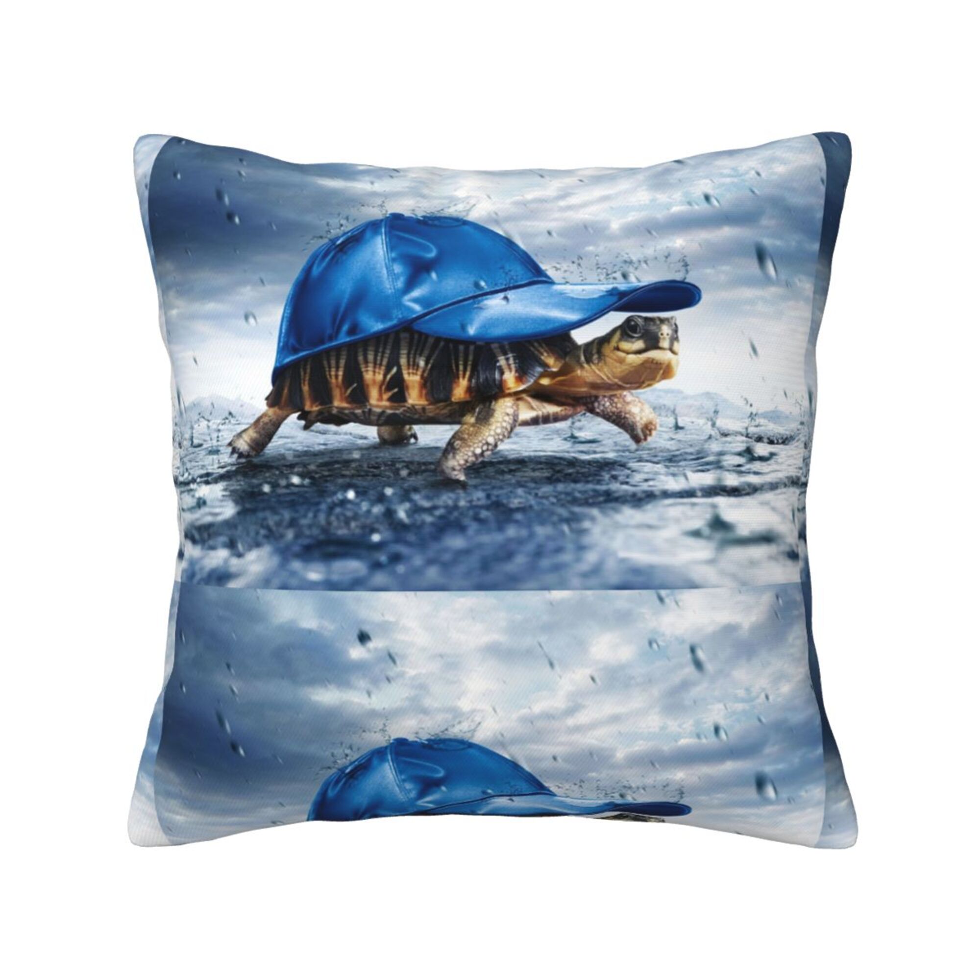 Home Throw Pillow Covers Two Sides Printed Funny turtle tortoise run rain Decor Sofa Living Room ...