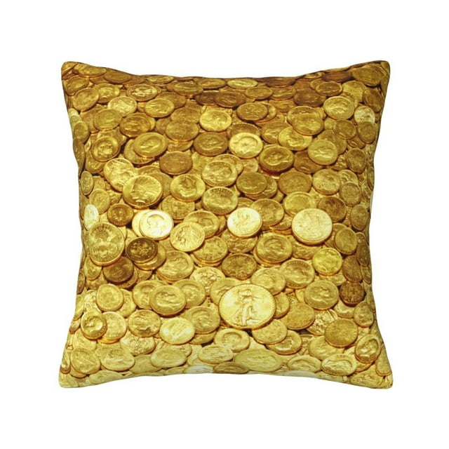 Home Throw Pillow Covers Two Sides Printed Gold Coins Amazing Decor ...