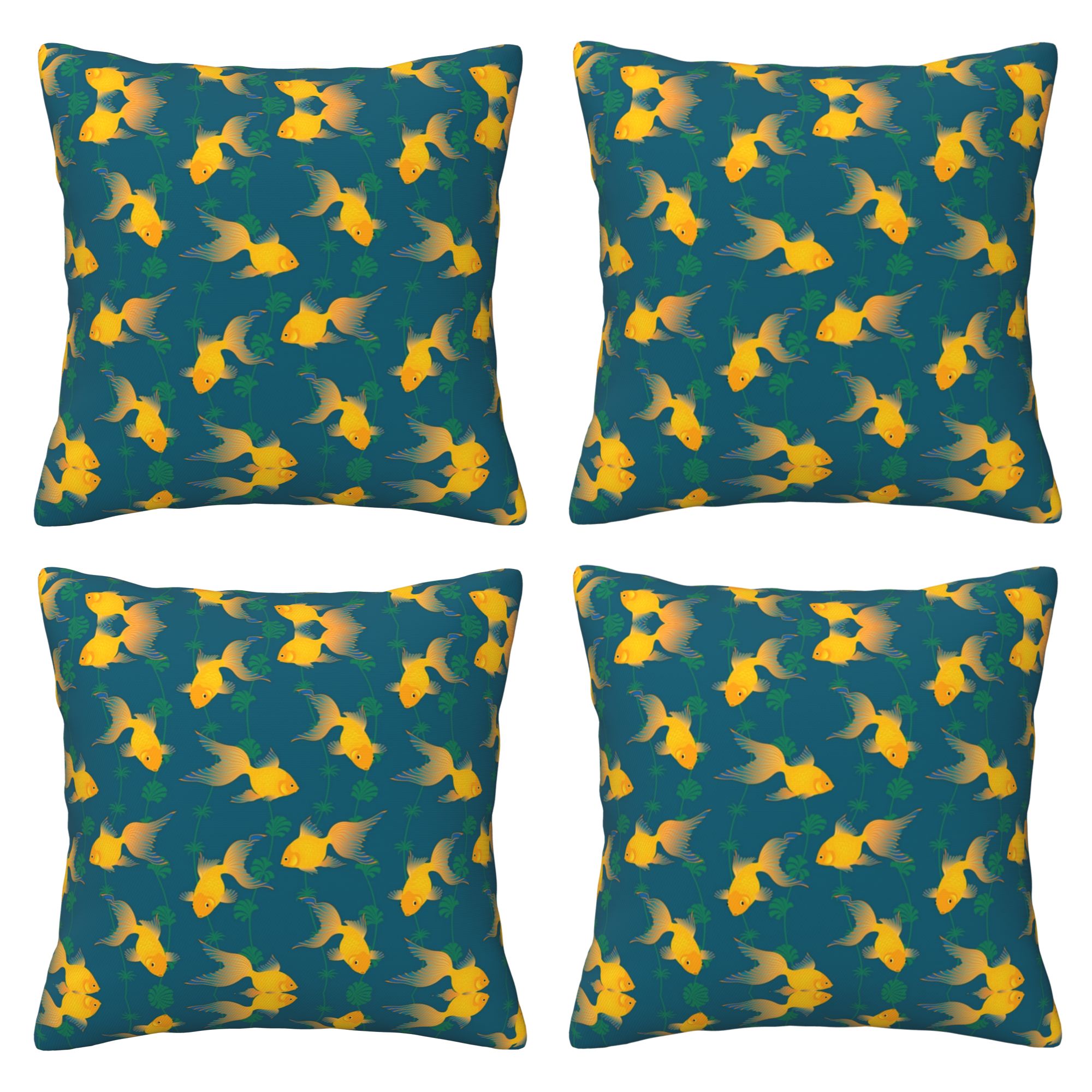 Home Throw Pillow Covers Two Sides Printed Gold Fish Pattern Decor Sofa ...