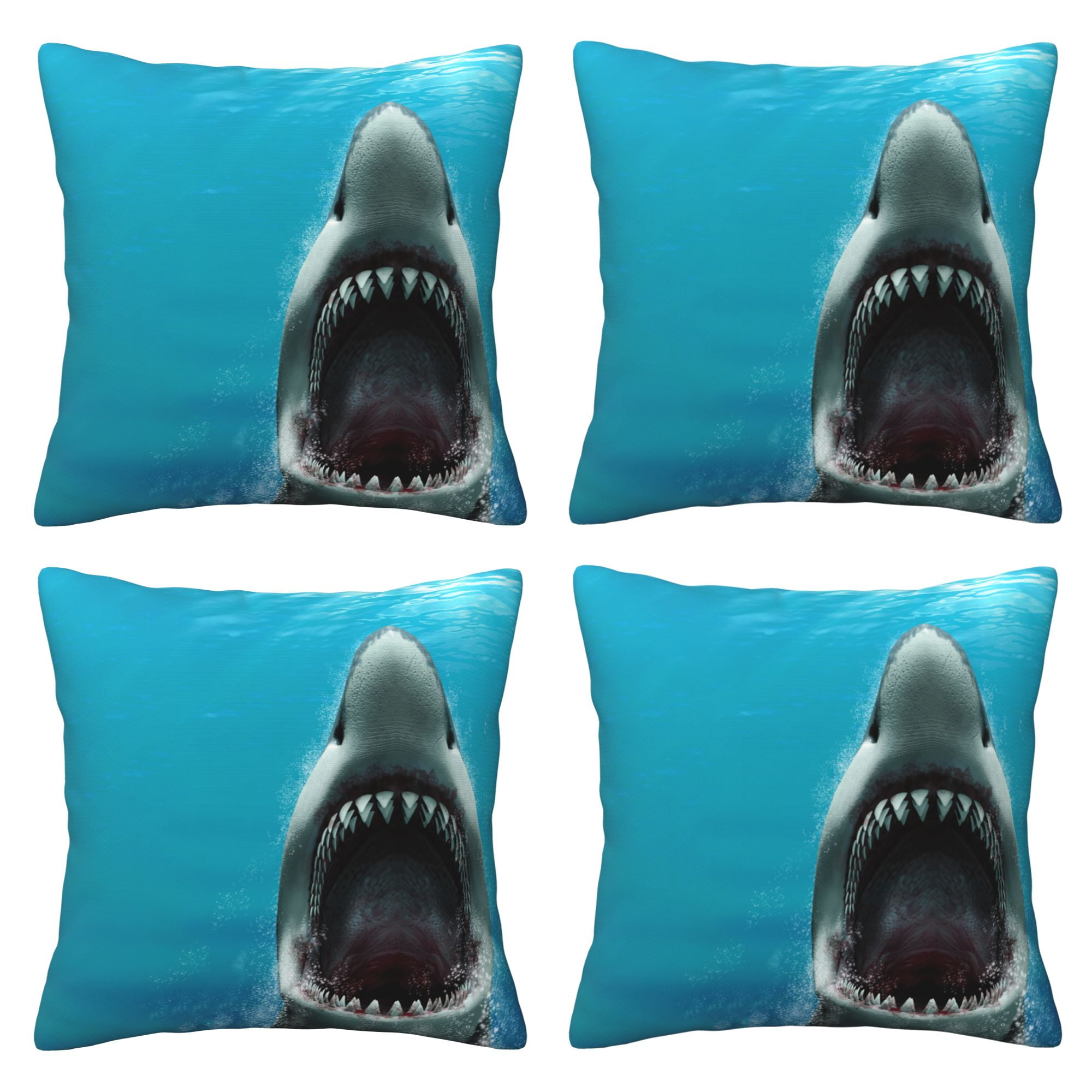 Home Throw Pillow Covers Two Sides Printed Great White Shark Decor Sofa ...