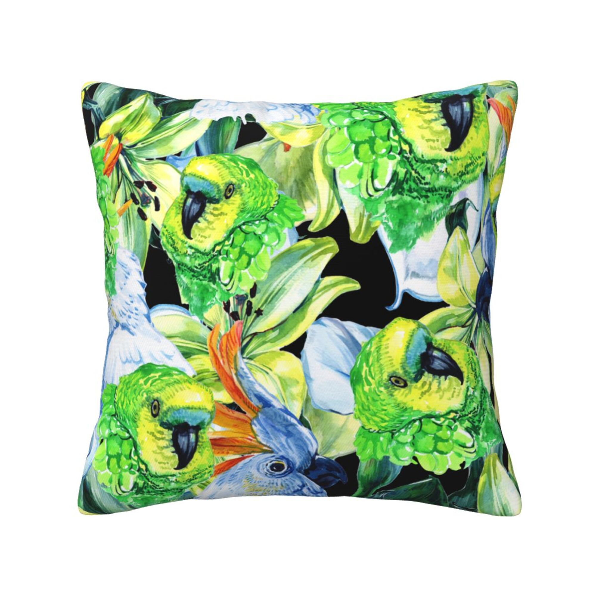 Home Throw Pillow Covers Two Sides Printed Green Parrot Decor Sofa ...