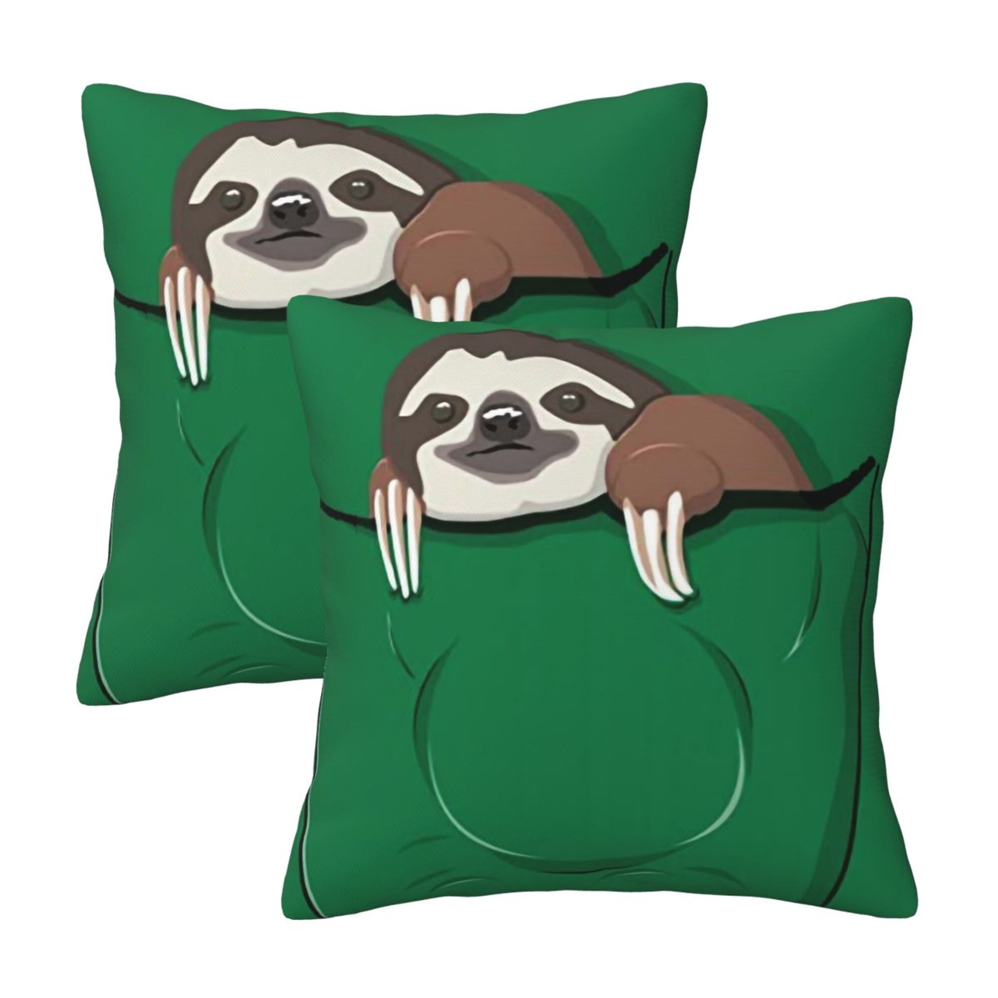 Home Throw Pillow Covers Two Sides Printed Green Sloth Decor Sofa ...