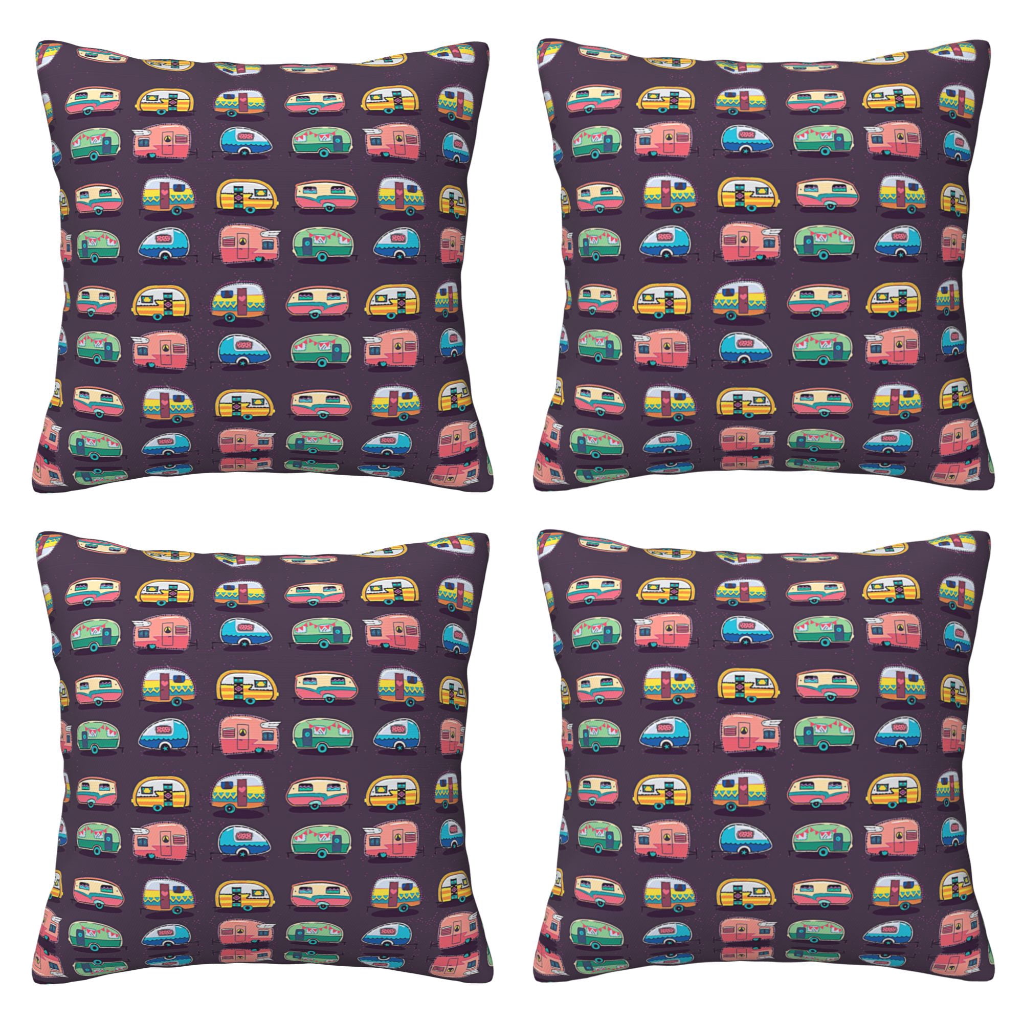 Home Throw Pillow Covers Two Sides Printed Happy Camper Decor Sofa ...