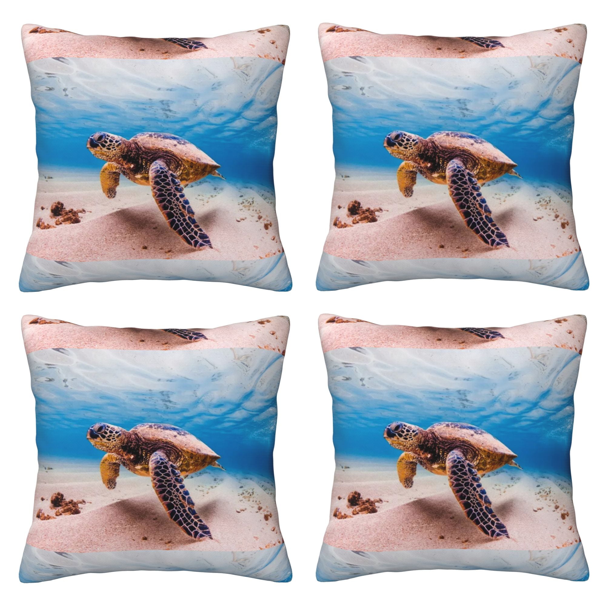 Home Throw Pillow Covers Two Sides Printed Hawaiian Green Turtle Decor ...