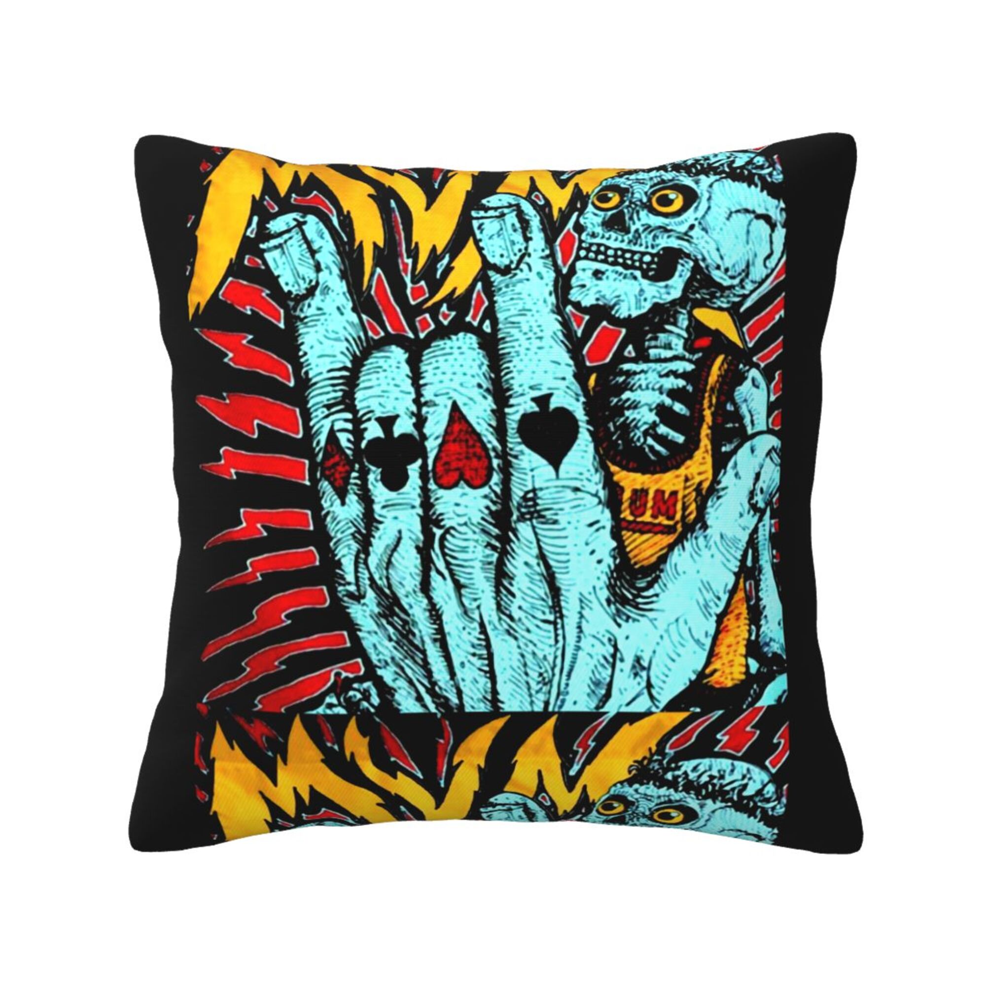 Home Throw Pillow Covers Two Sides Printed Hearts of Spades Skull Poker ...