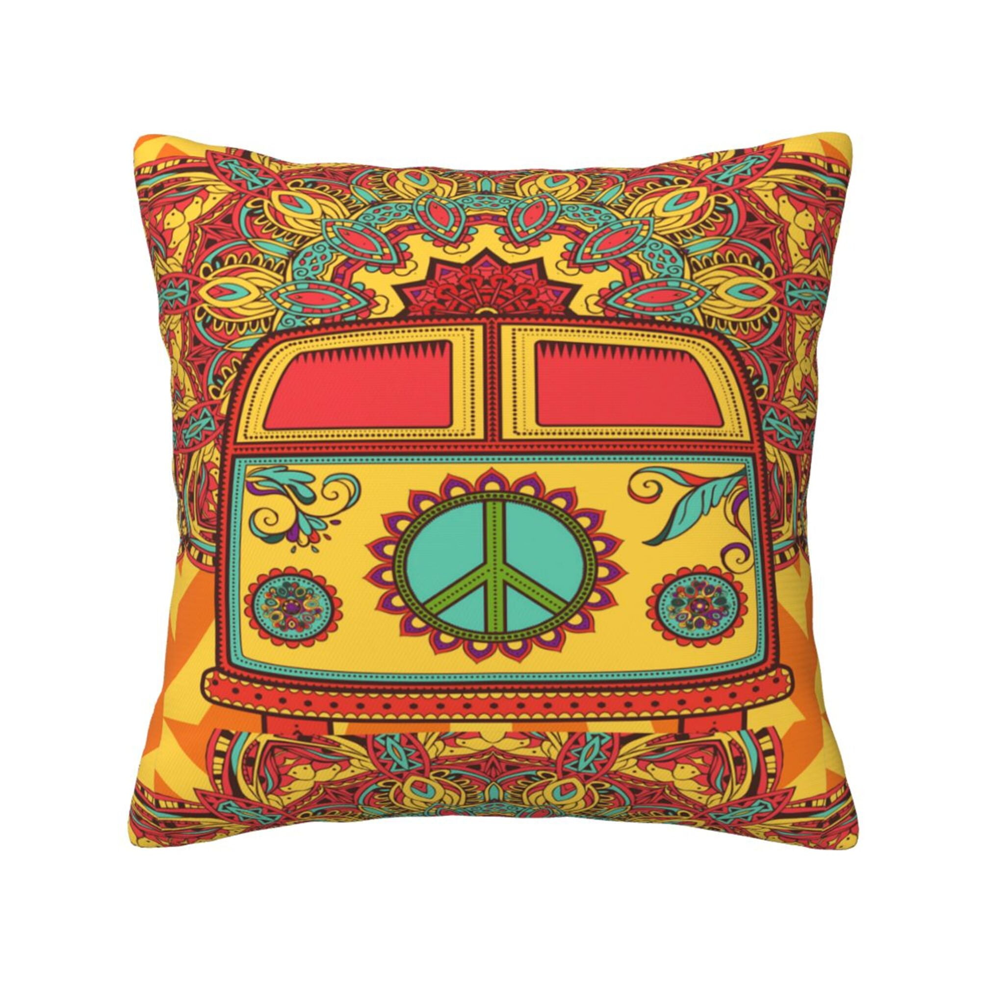 Home Throw Pillow Covers Two Sides Printed Hippie Vintage Mini Van ...
