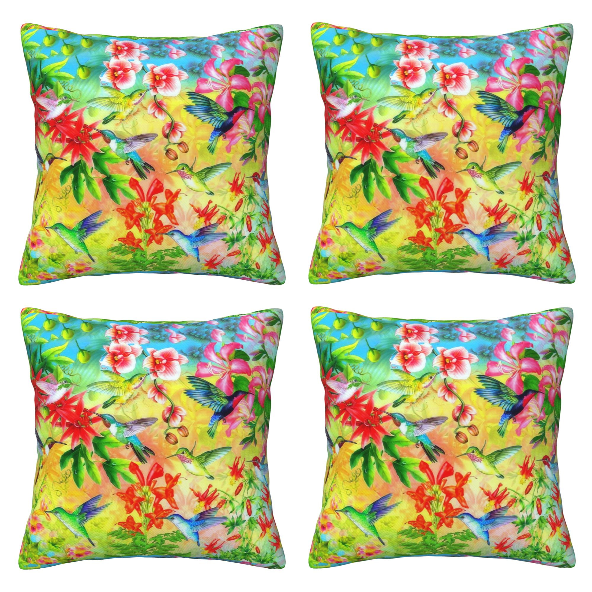 Home Throw Pillow Covers Two Sides Printed Hummingbird Flowers Digital ...