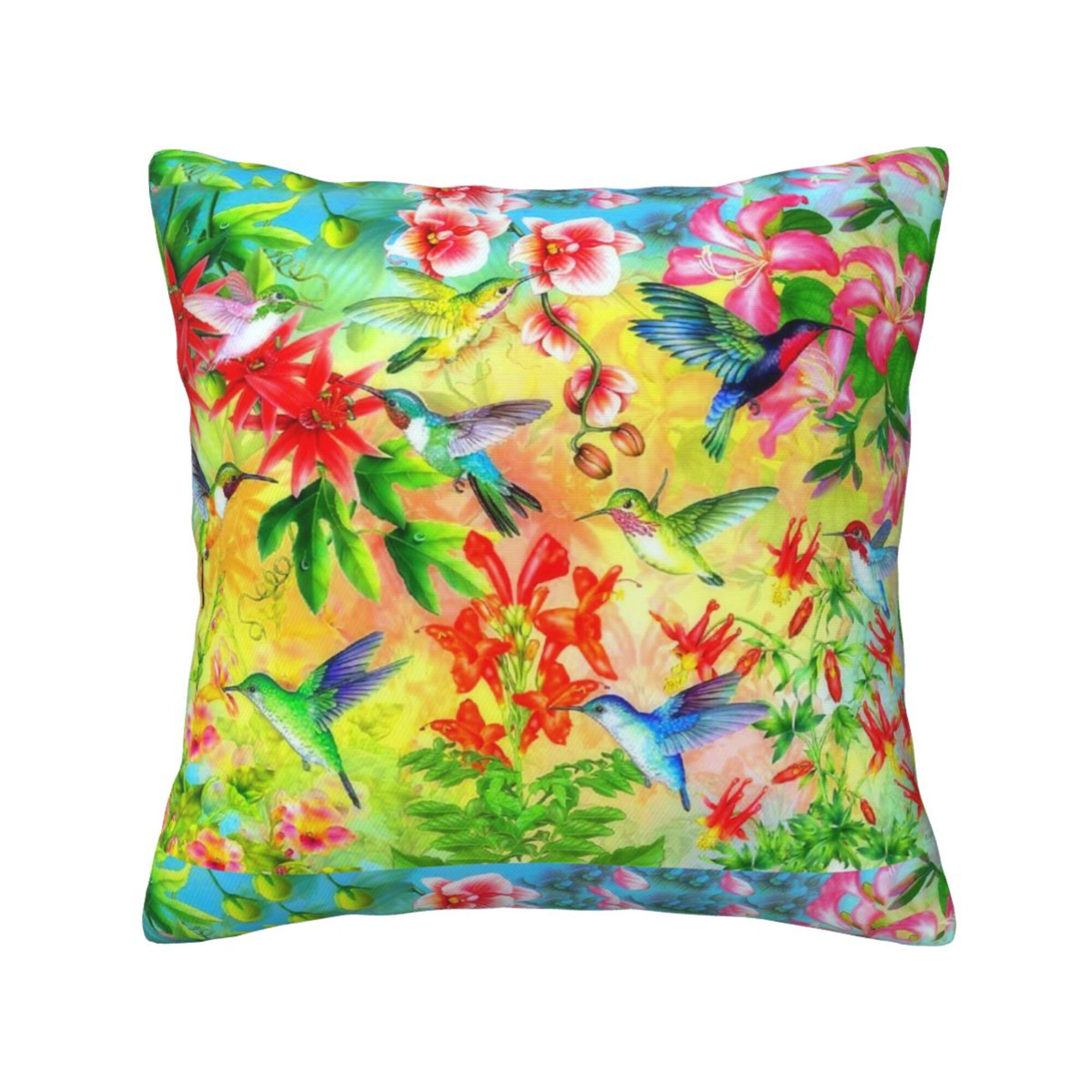 Home Throw Pillow Covers Two Sides Printed Hummingbird Flowers Digital ...