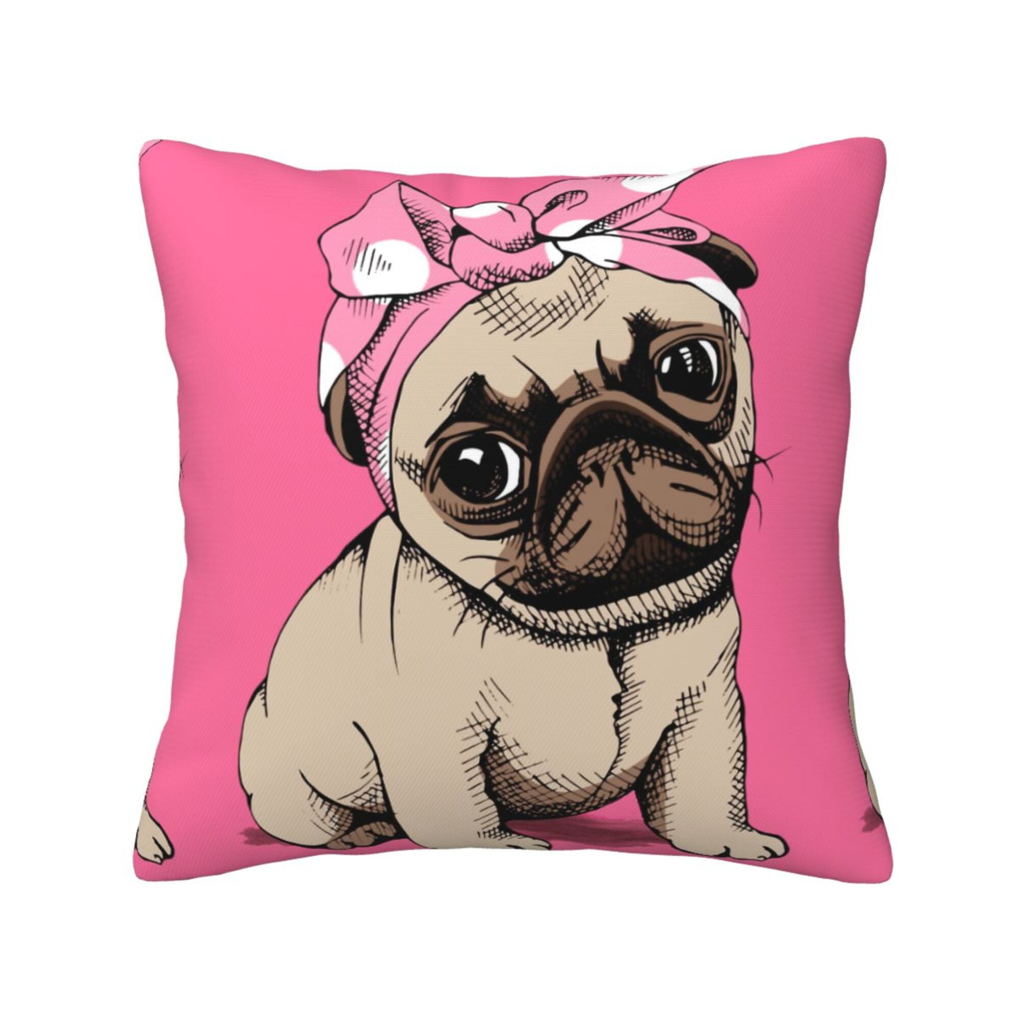 Home Throw Pillow Covers Two Sides Printed Humorous pug dog Decor Sofa ...