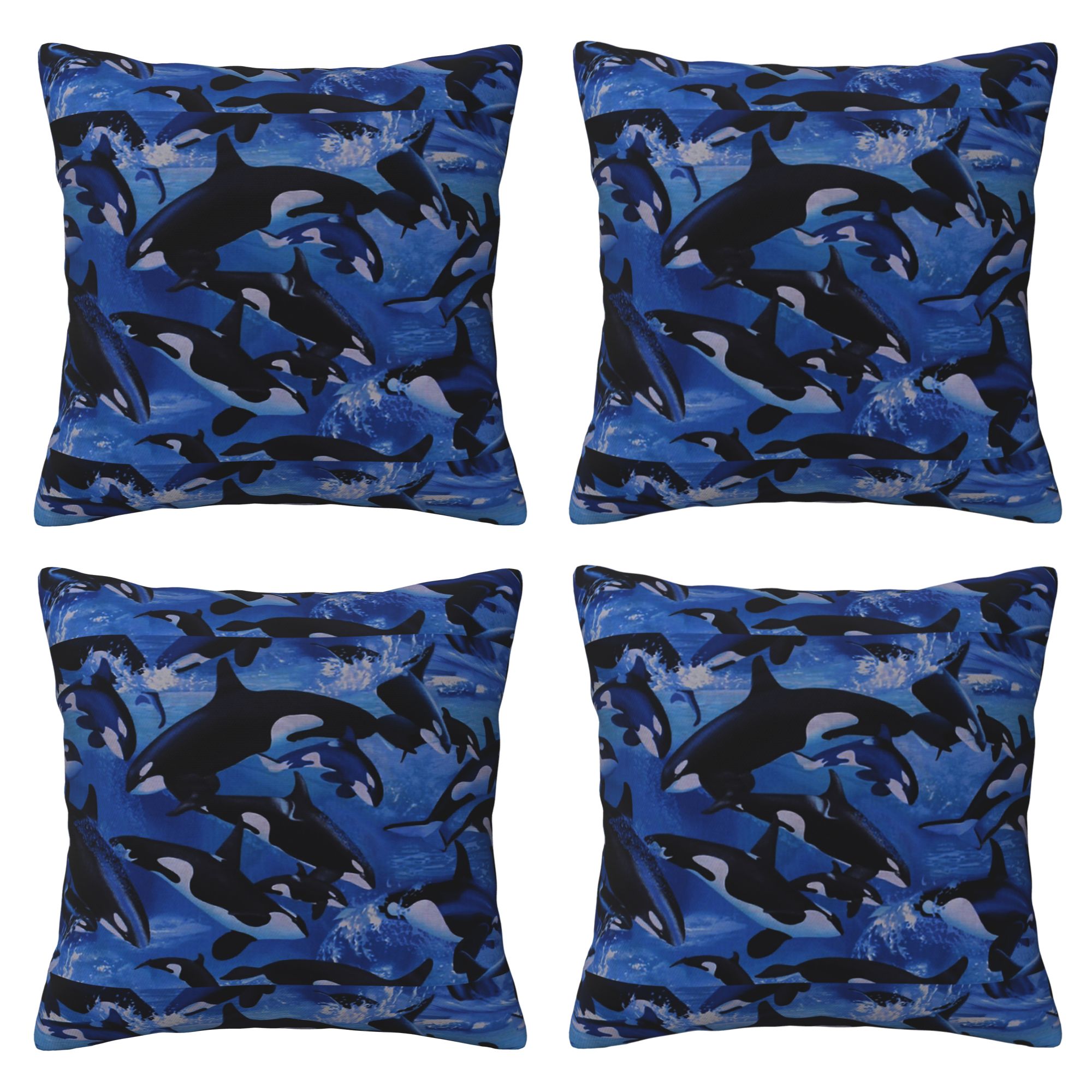 Home Throw Pillow Covers Two Sides Printed Killer Whales Orcas Ocean ...
