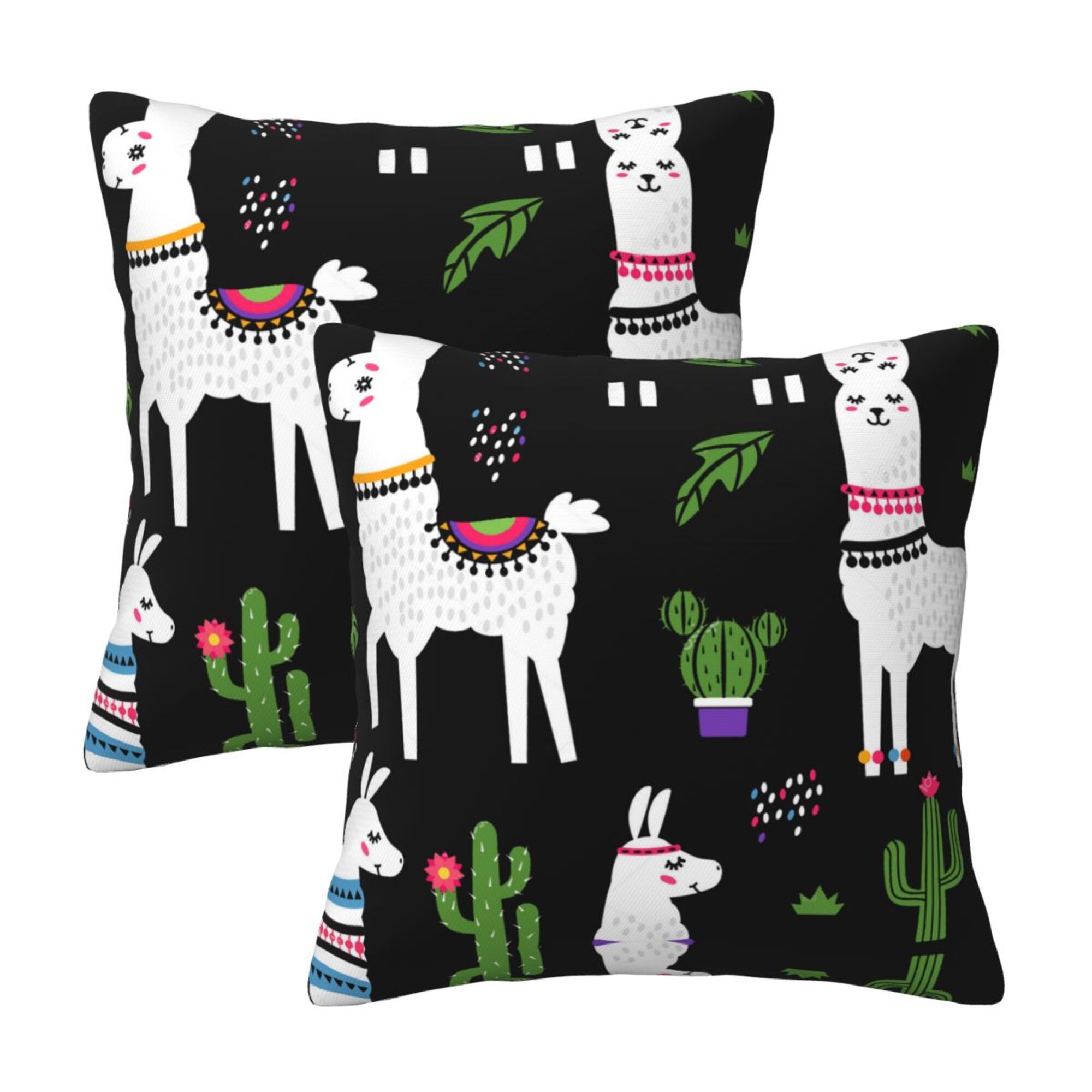 Home Throw Pillow Covers Two Sides Printed Llama Alpaca Decor Sofa Living Room Bed Couch Car Set ...