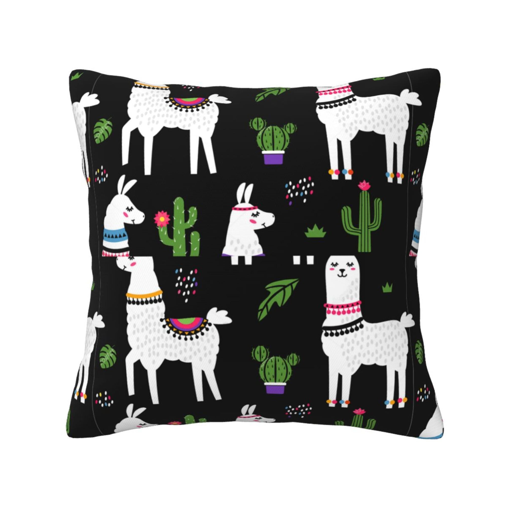 Home Throw Pillow Covers Two Sides Printed Llama Alpaca Decor Sofa Living Room Bed Couch Car ...