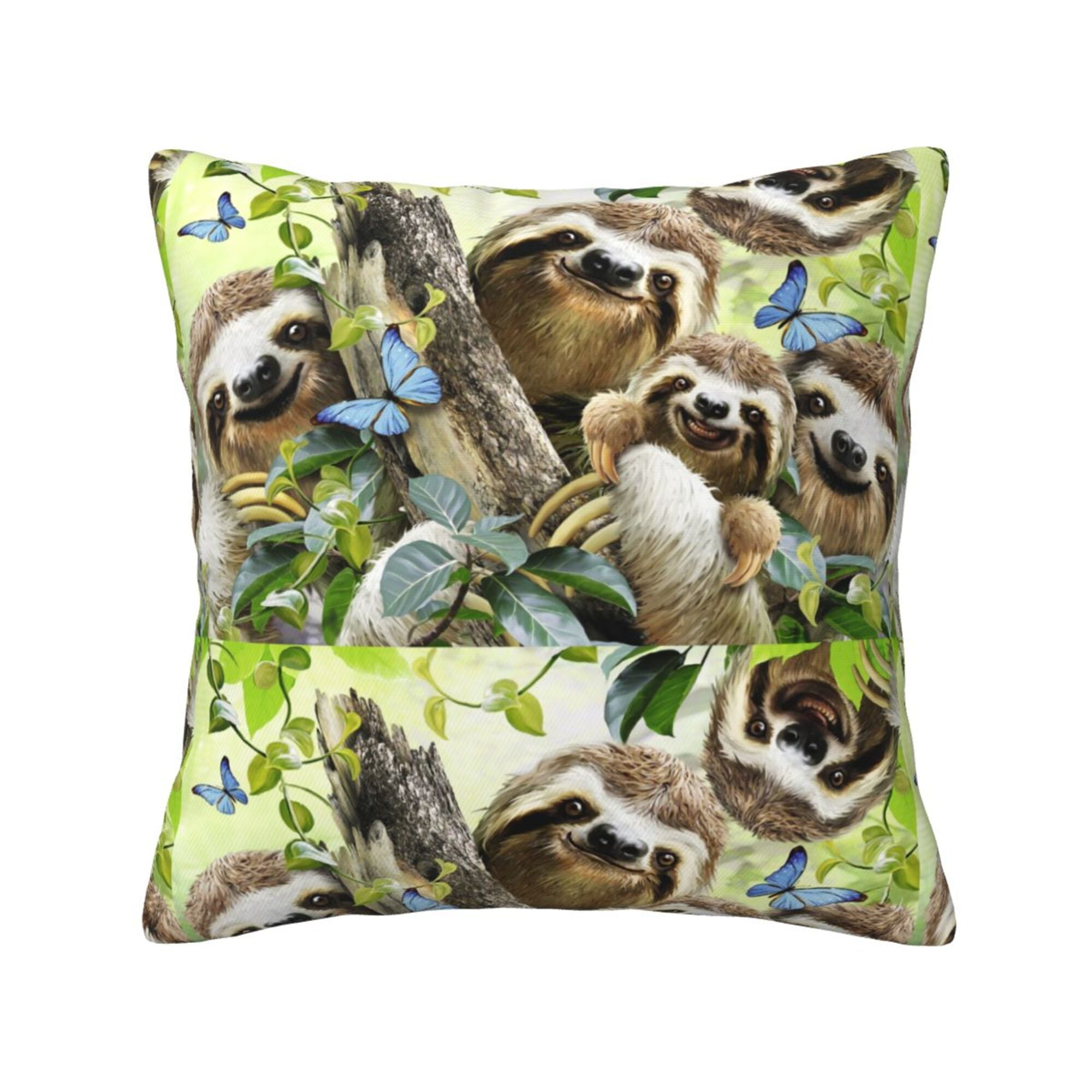 Home Throw Pillow Covers Two Sides Printed Lots of cute sloths Decor ...
