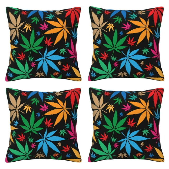 Home Throw Pillow Covers Two Sides Printed Marijuana Leaf Decor Sofa ...