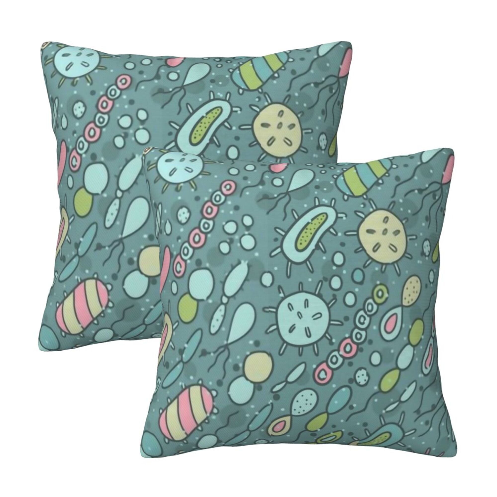 Home Throw Pillow Covers Two Sides Printed Microbes Pattern Bacteria ...