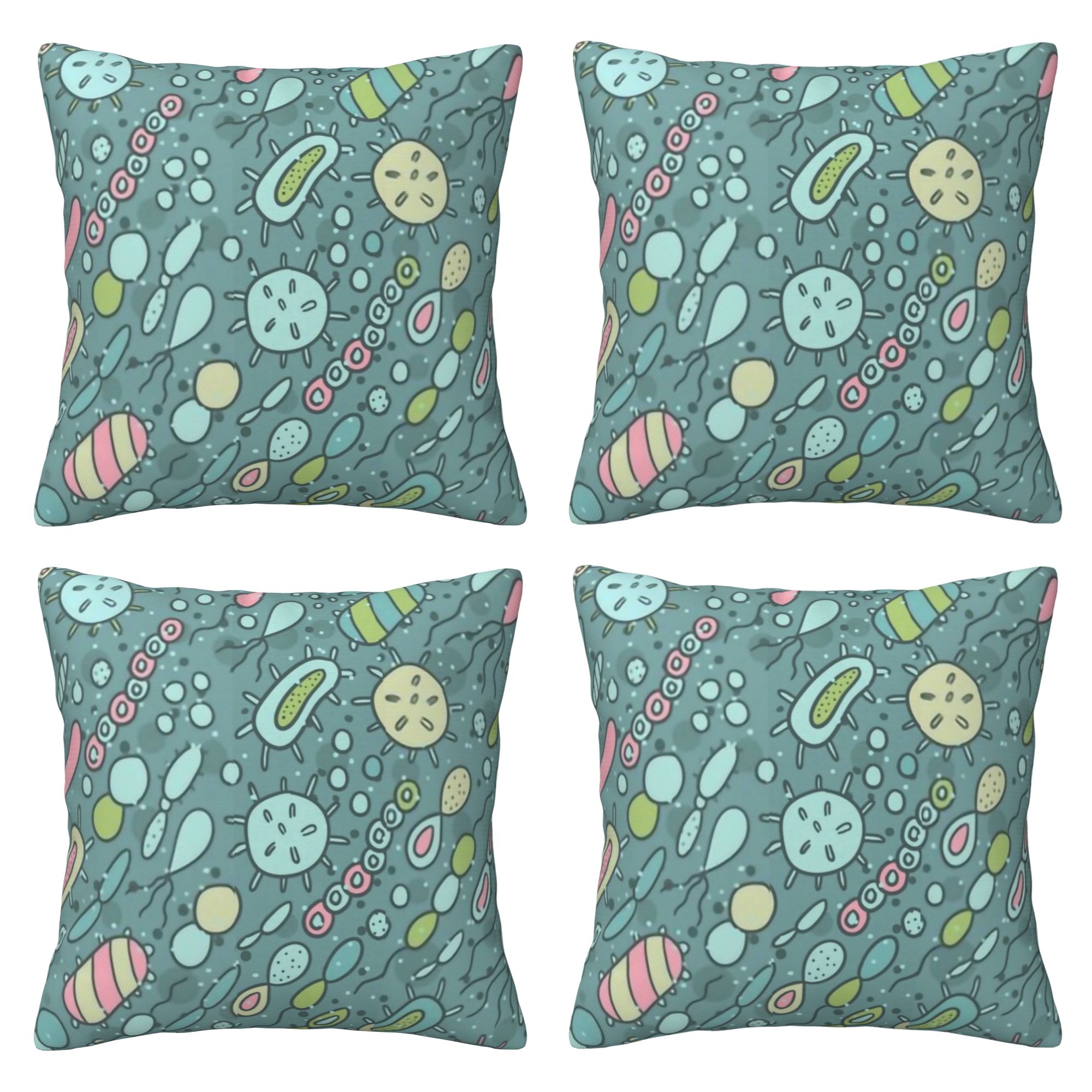Home Throw Pillow Covers Two Sides Printed Microbes Pattern Bacteria ...