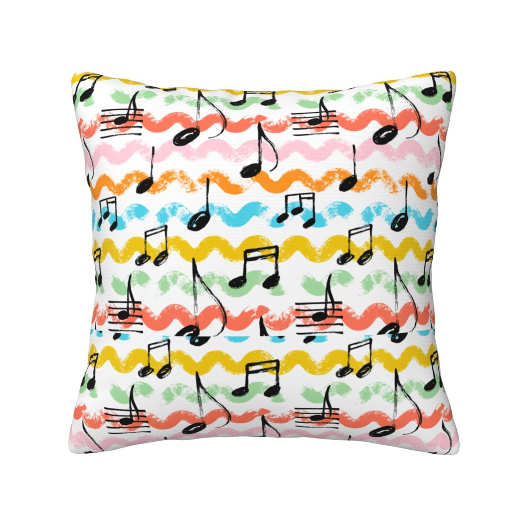 Home Throw Pillow Covers Two Sides Printed Musical notes Decor Sofa ...