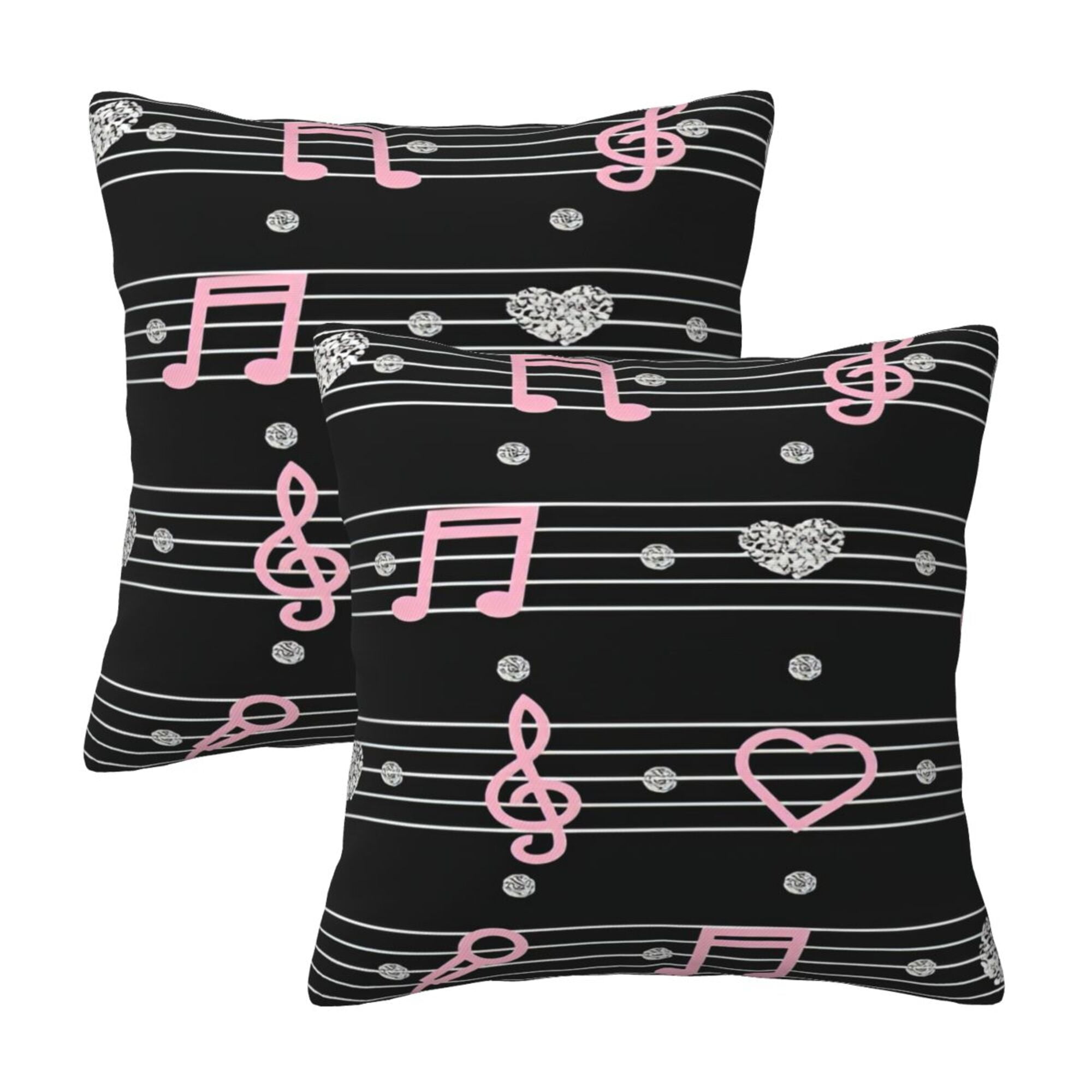 Home Throw Pillow Covers Two Sides Printed Musiknote mit silbernem ...