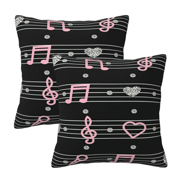 Home Throw Pillow Covers Two Sides Printed Musiknote mit silbernem ...
