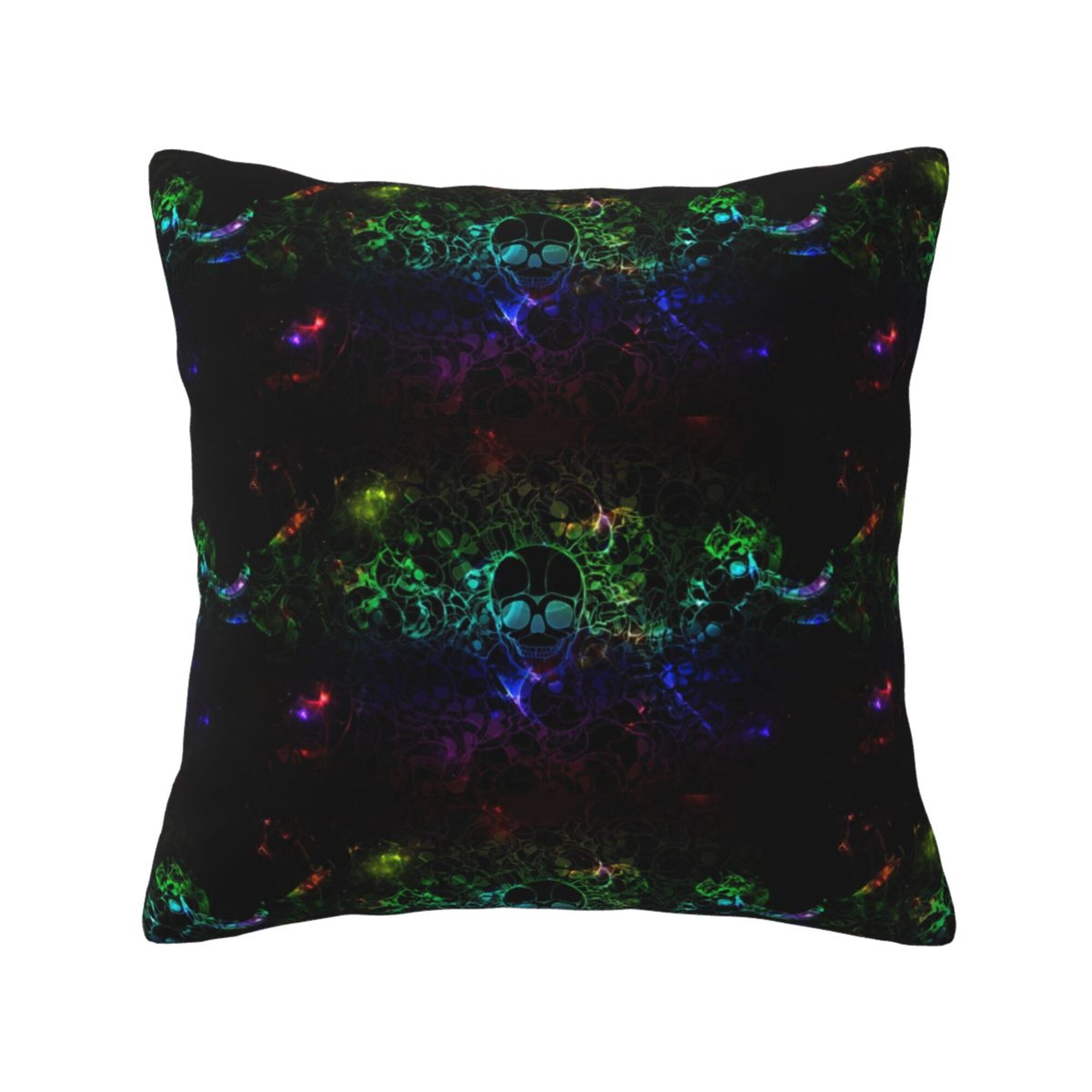 Home Throw Pillow Covers Two Sides Printed Neon Skulls Face Decor Sofa ...