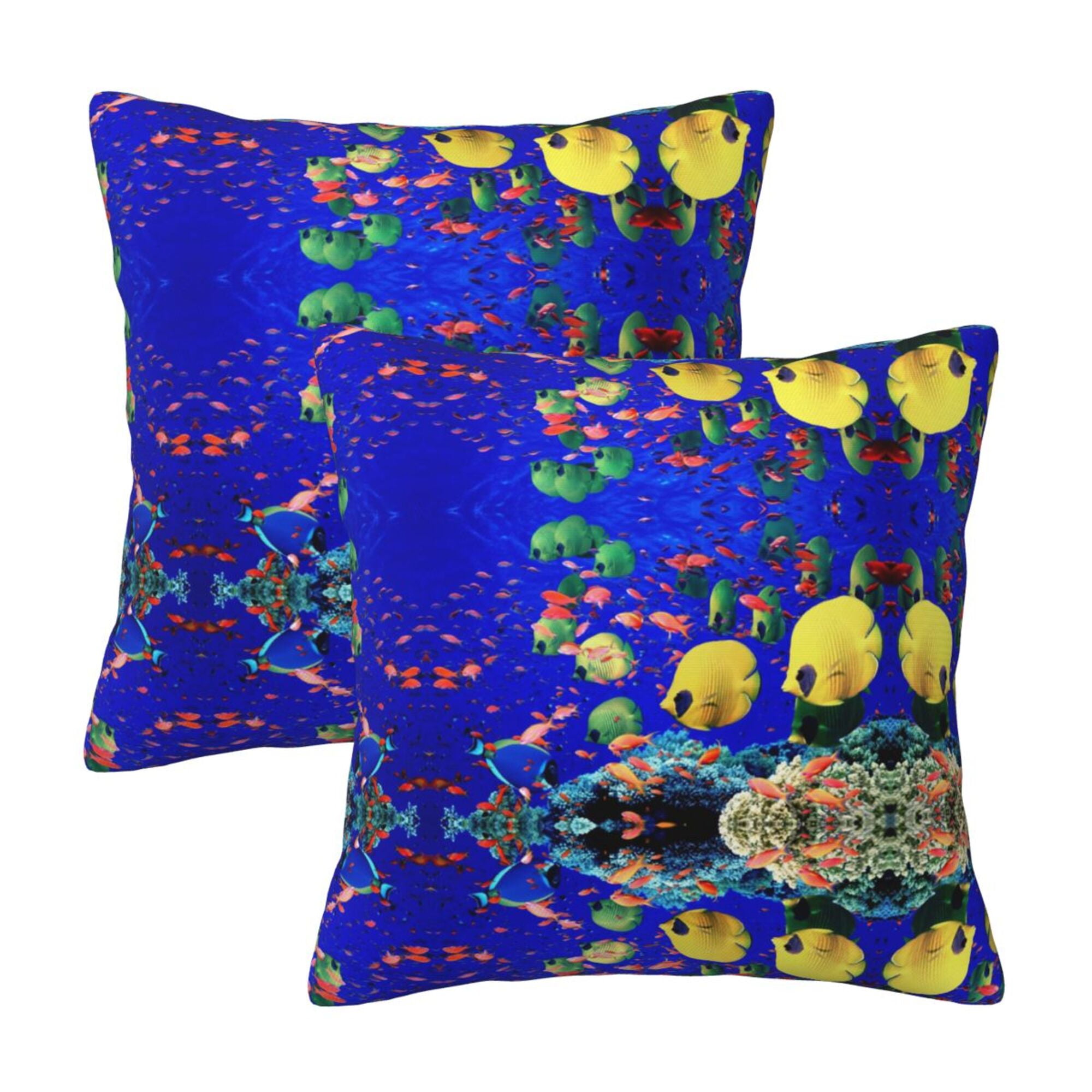 Home Throw Pillow Covers Two Sides Printed Ocean Fish Underwater Sea ...