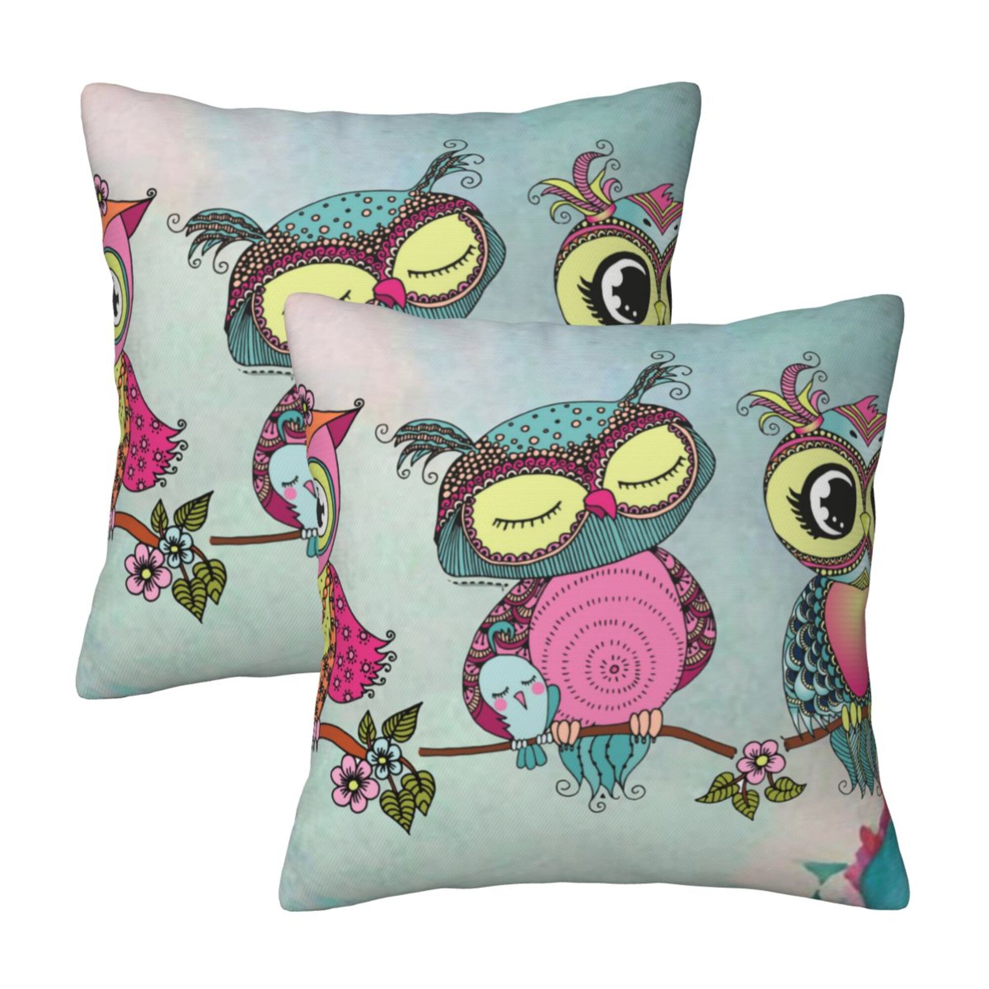 Home Throw Pillow Covers Two Sides Printed Owls Abstract Pattern Art Decor Sofa Living Room Bed ...