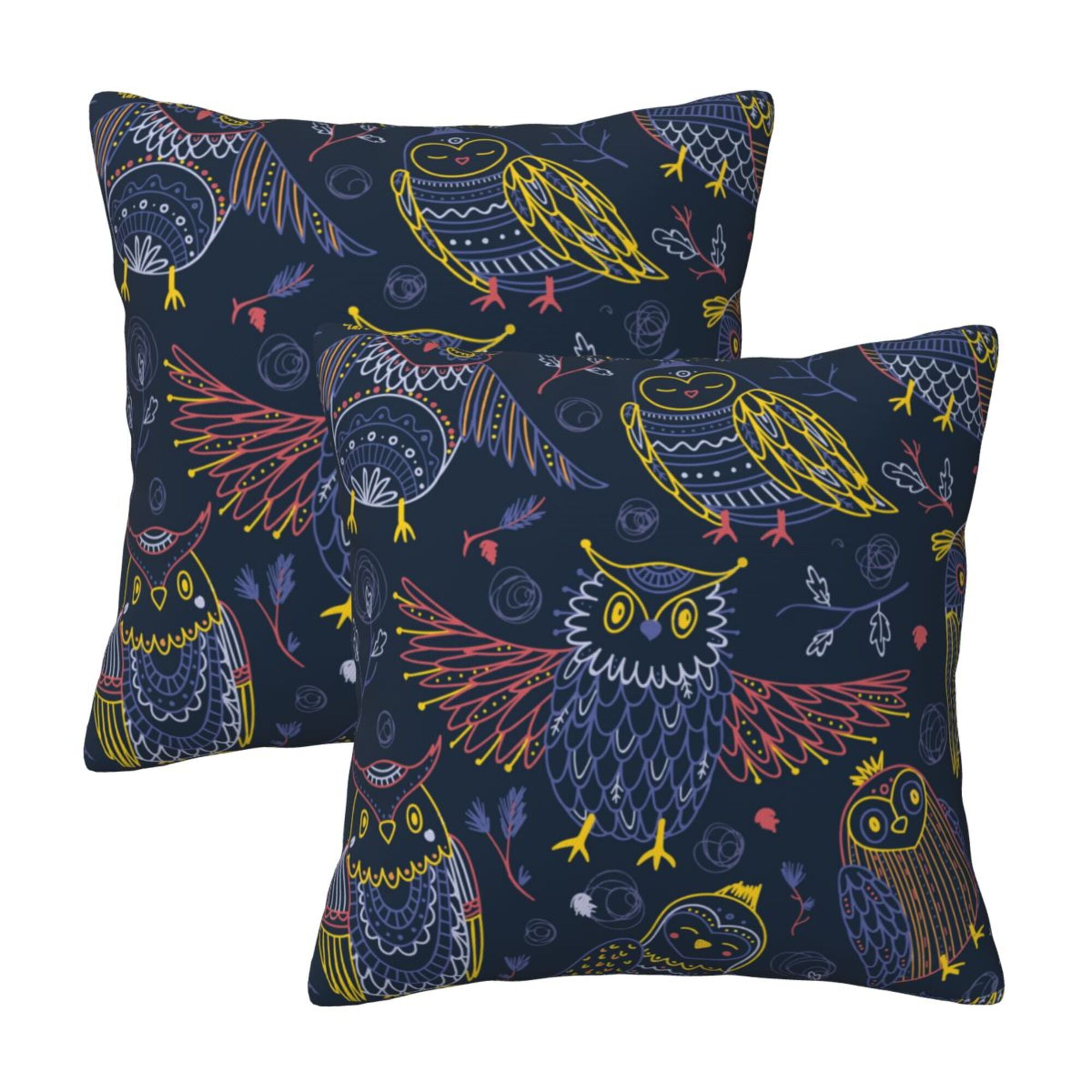 Home Throw Pillow Covers Two Sides Printed Owls Boho Style Decor Sofa ...
