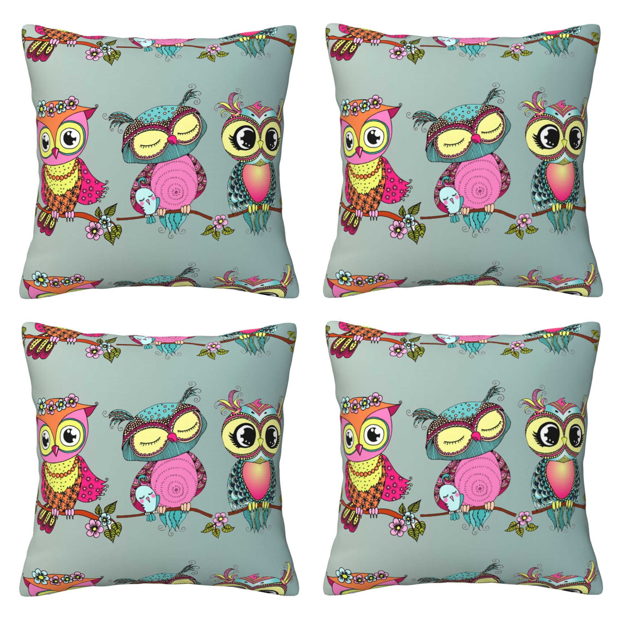 Home Throw Pillow Covers Two Sides Printed Owls Girl Decor Sofa Living ...