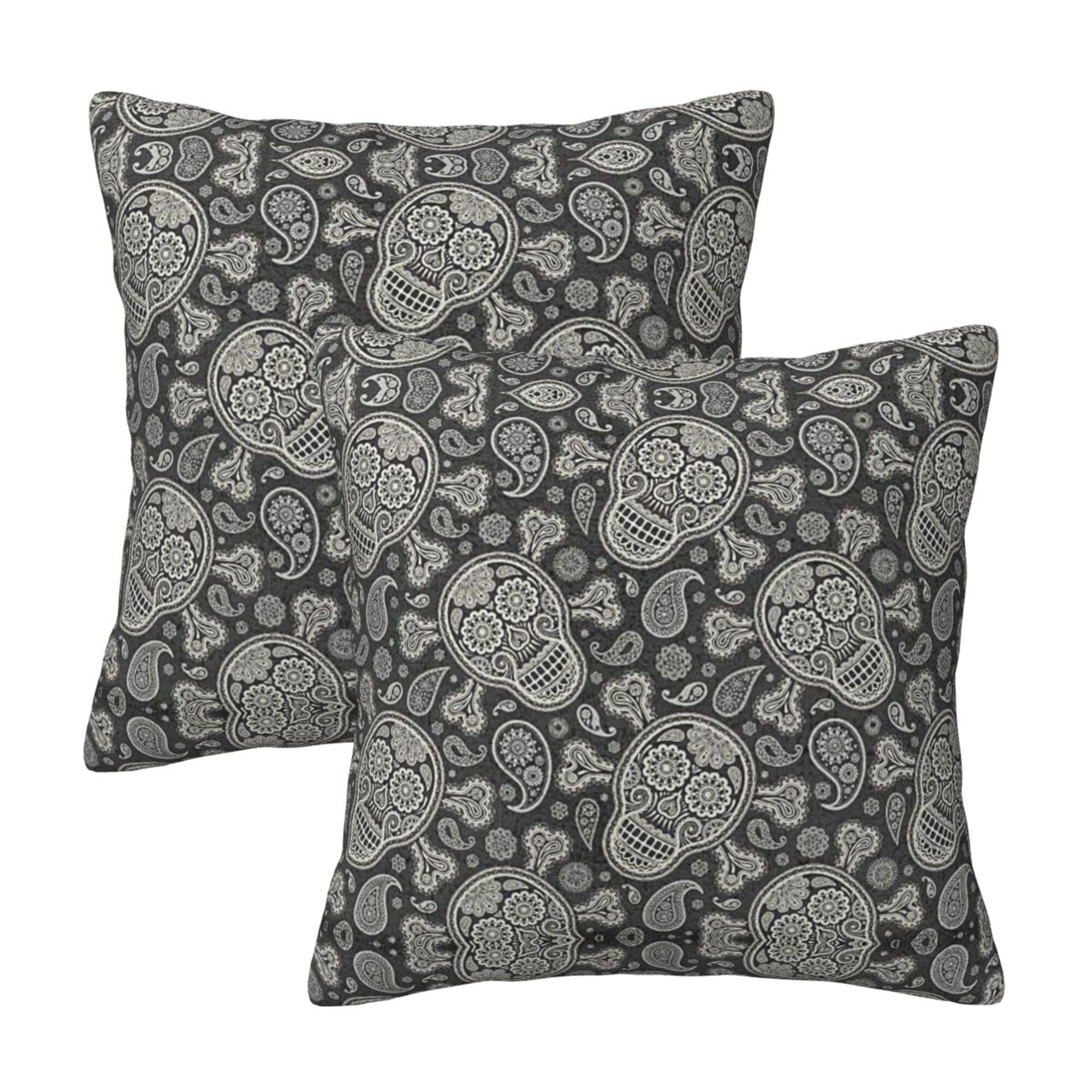 Home Throw Pillow Covers Two Sides Printed Paisley Skull Decor Sofa ...