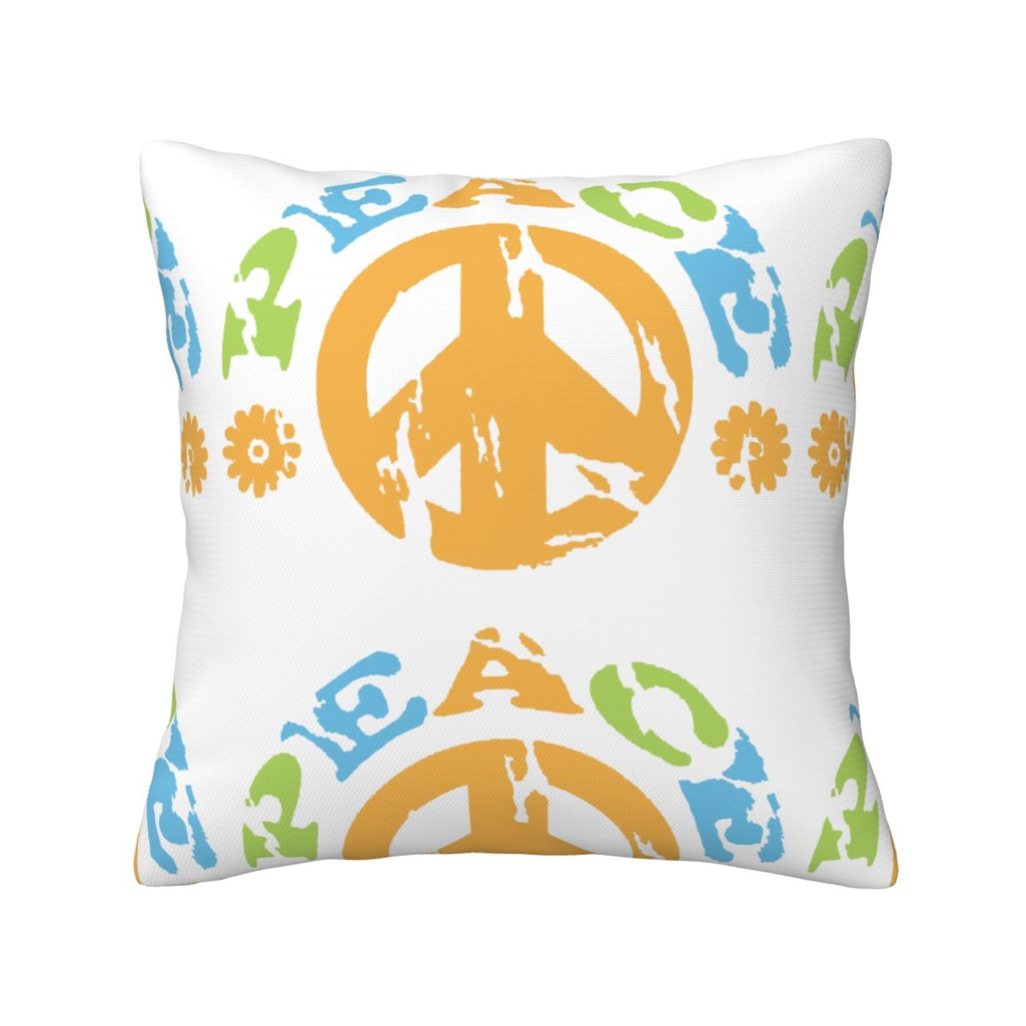 Home Throw Pillow Covers Two Sides Printed Peace Sign with The Flowers ...