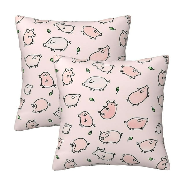 Home Throw Pillow Covers Two Sides Printed Pink Pigs Decor Sofa Living ...