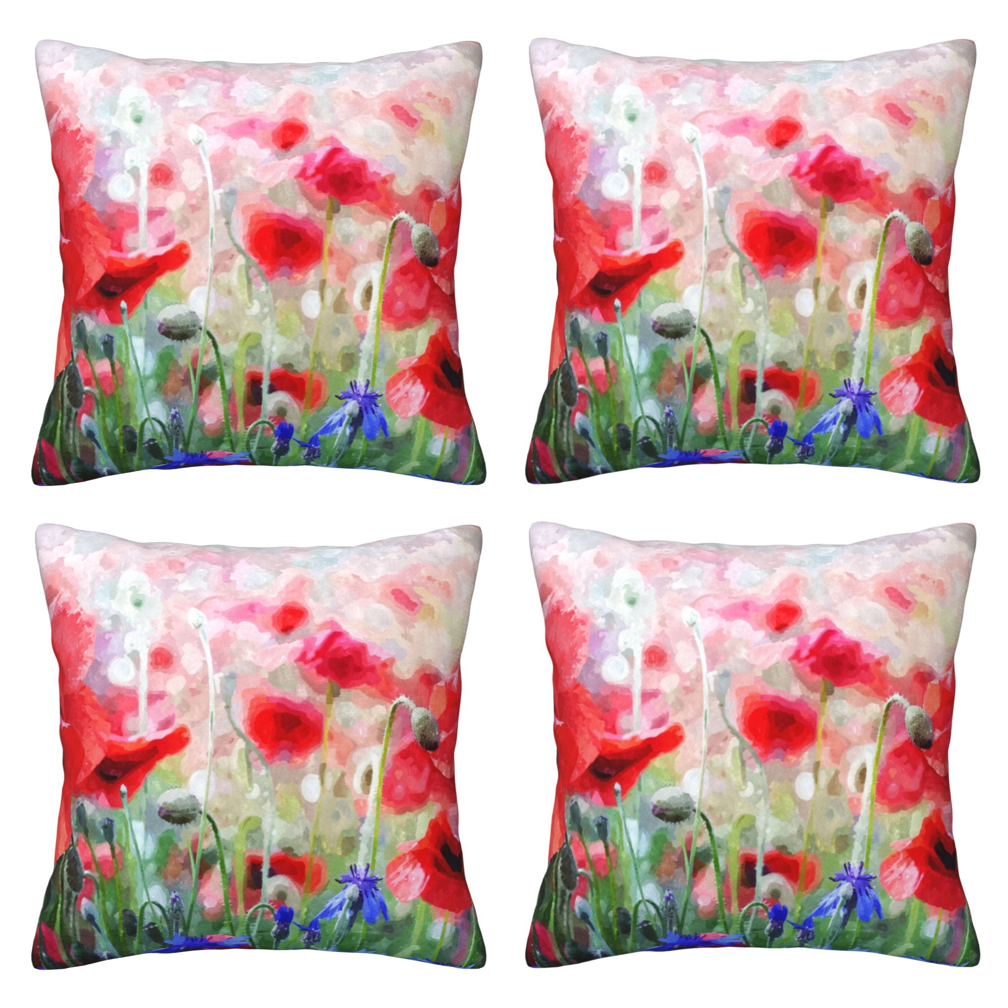 Home Throw Pillow Covers Two Sides Printed Poppy flowers watercolor ...
