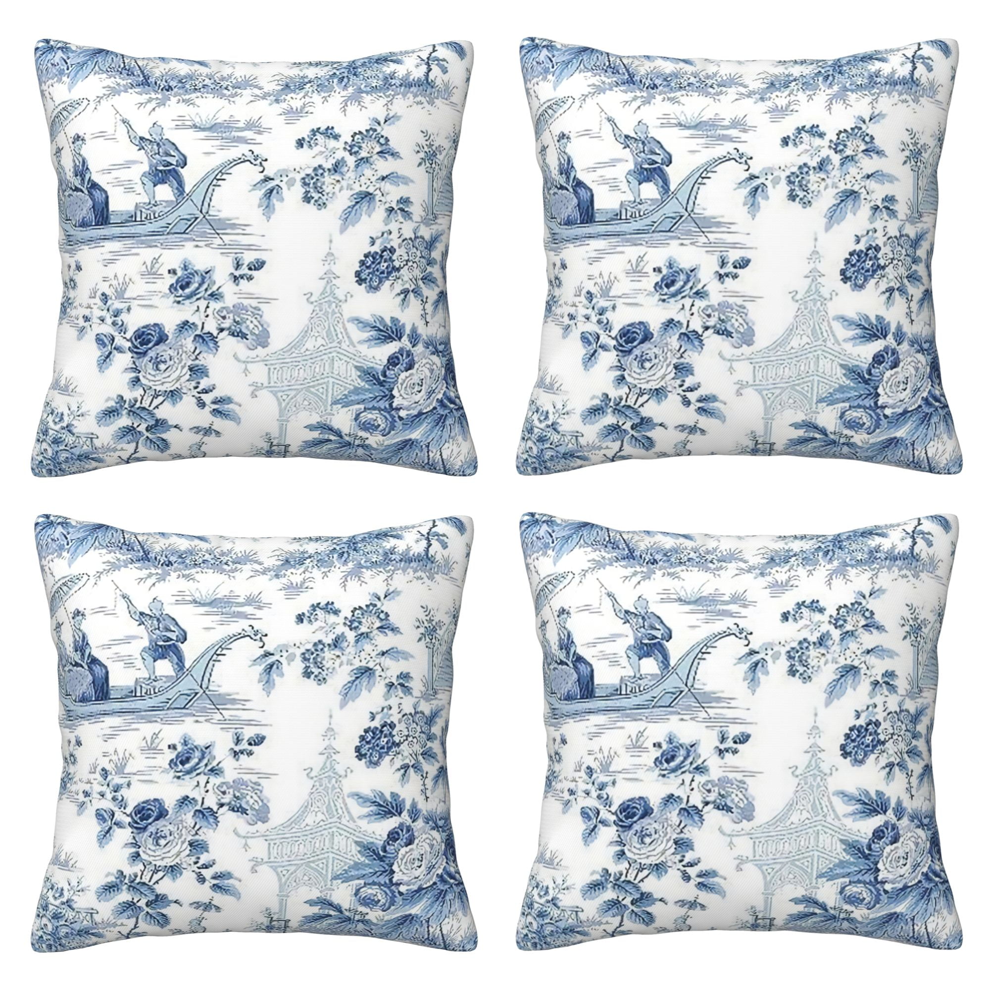 Home Throw Pillow Covers Two Sides Printed Powder Blue Chinoiserie ...